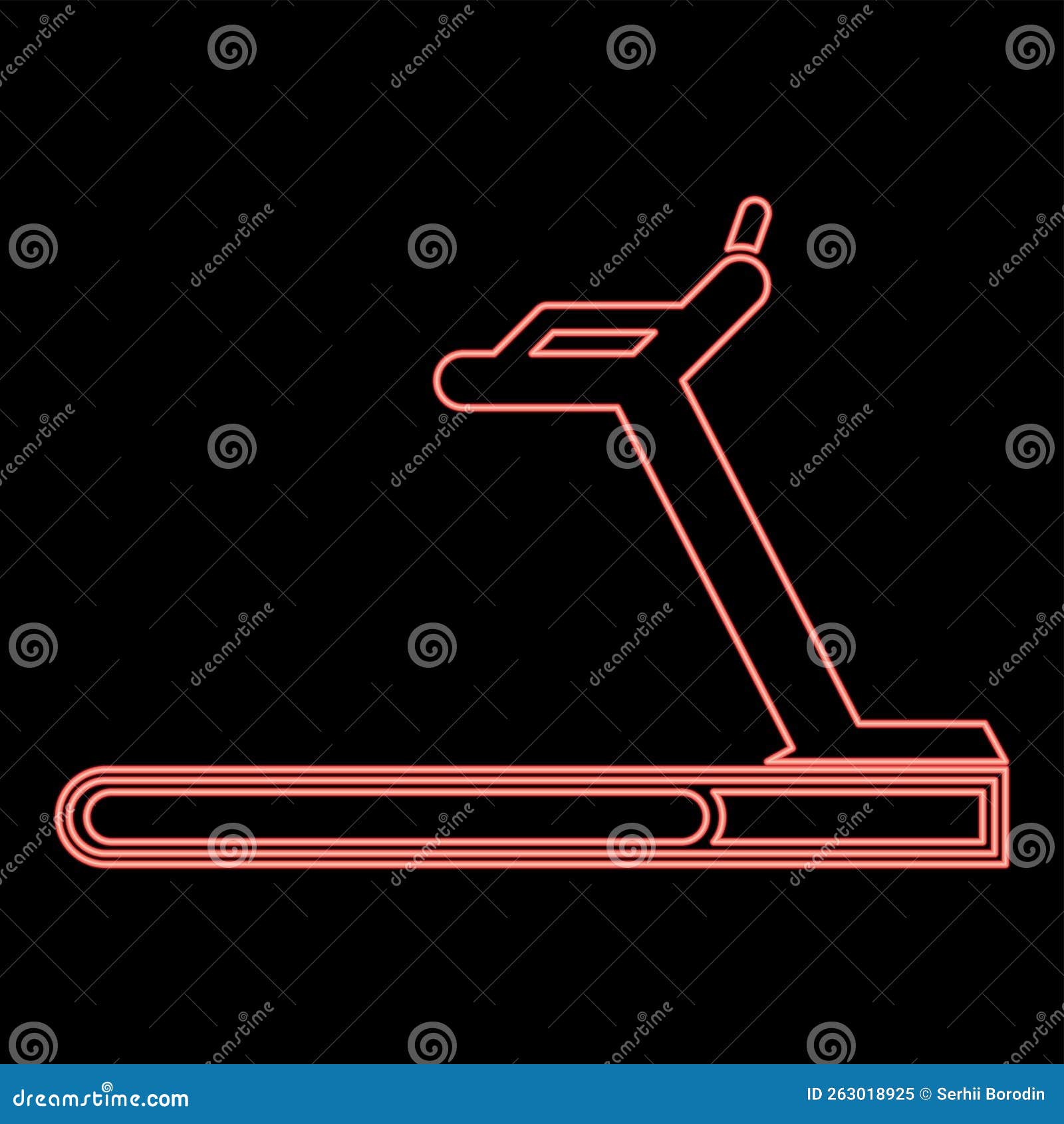 Neon Treadmill Machine Icon Red Color Vector Illustration Image Flat ...