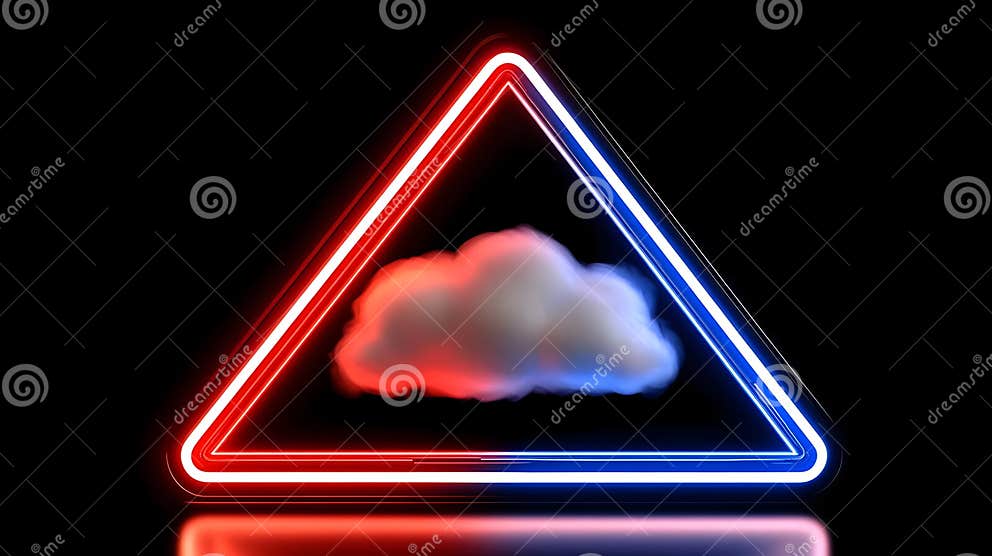Neon Triangle with Cloud 3D Illustration Stock Illustration - Illustration of geometric, cloud ...