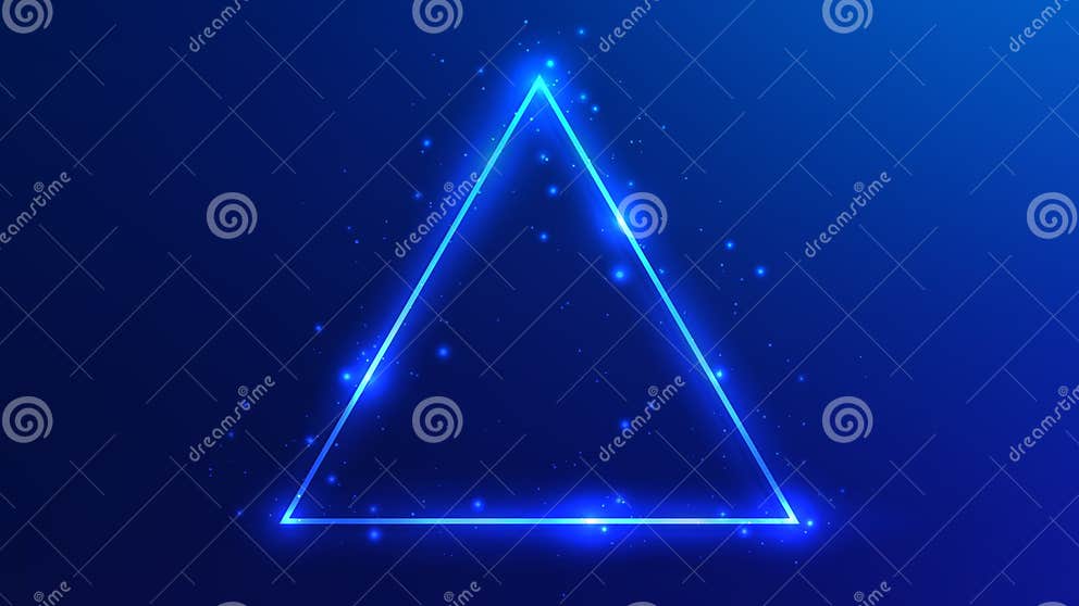 Neon Triangle Frame with Shining Effects and Sparkles Stock Vector ...