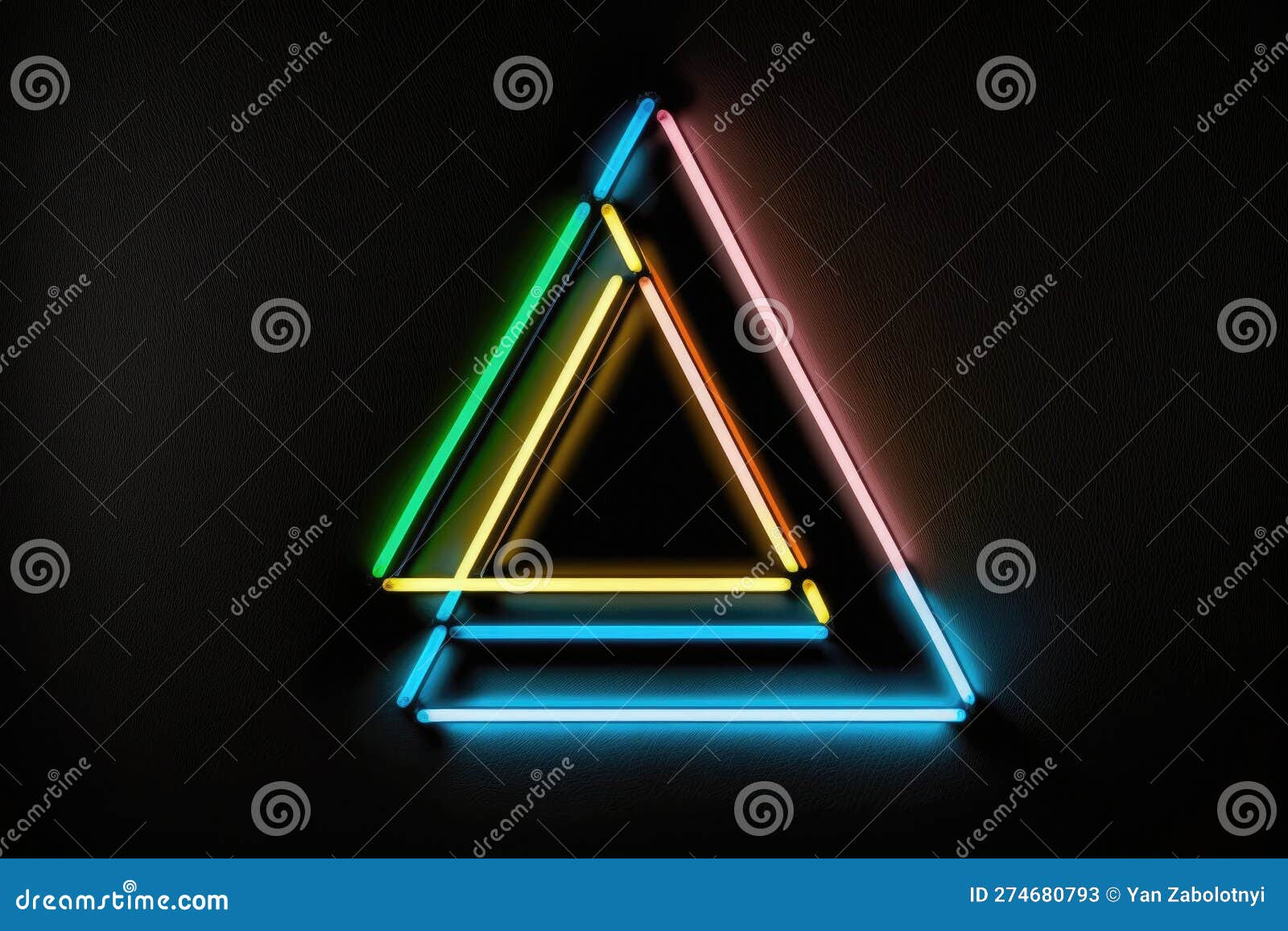 Neon Triangle Outline on a Black Background. Generative AI Stock ...