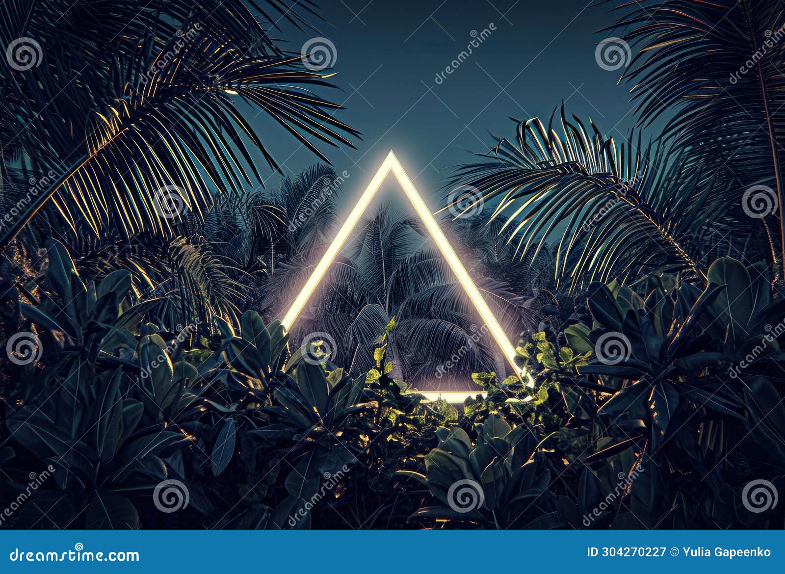 Neon Triangle Surrounded by Tropical Plants Stock Image - Image of ...