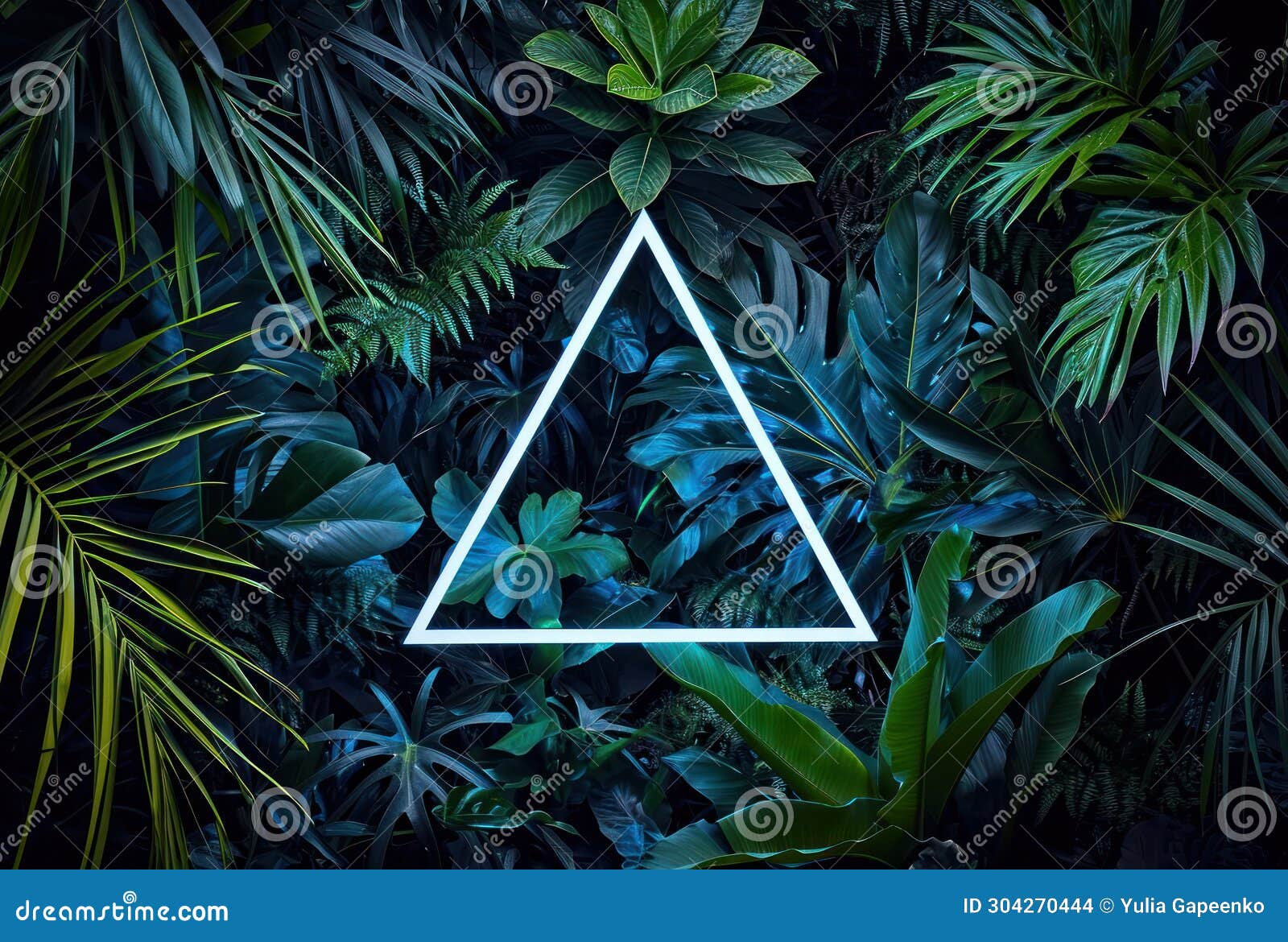 Neon Triangle Surrounded by Tropical Plants Stock Photo - Image of ...
