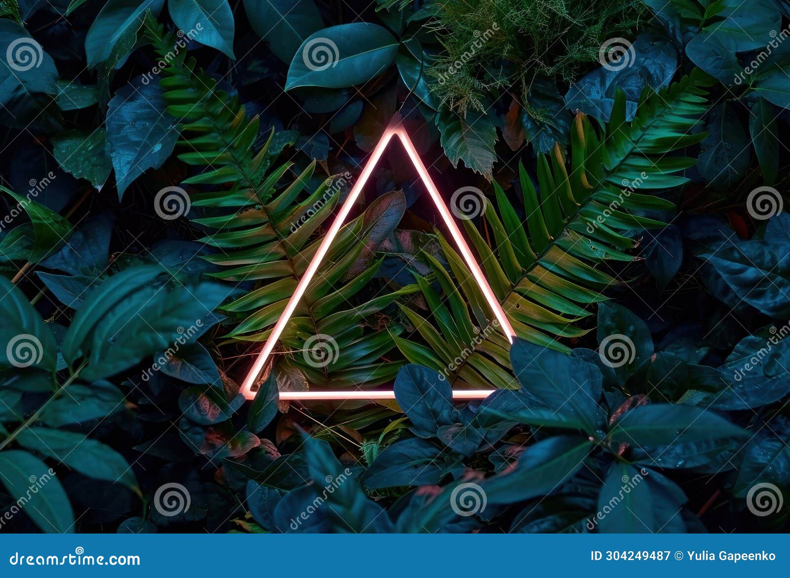 Neon Triangle Surrounded by Tropical Plants Stock Image - Image of ...