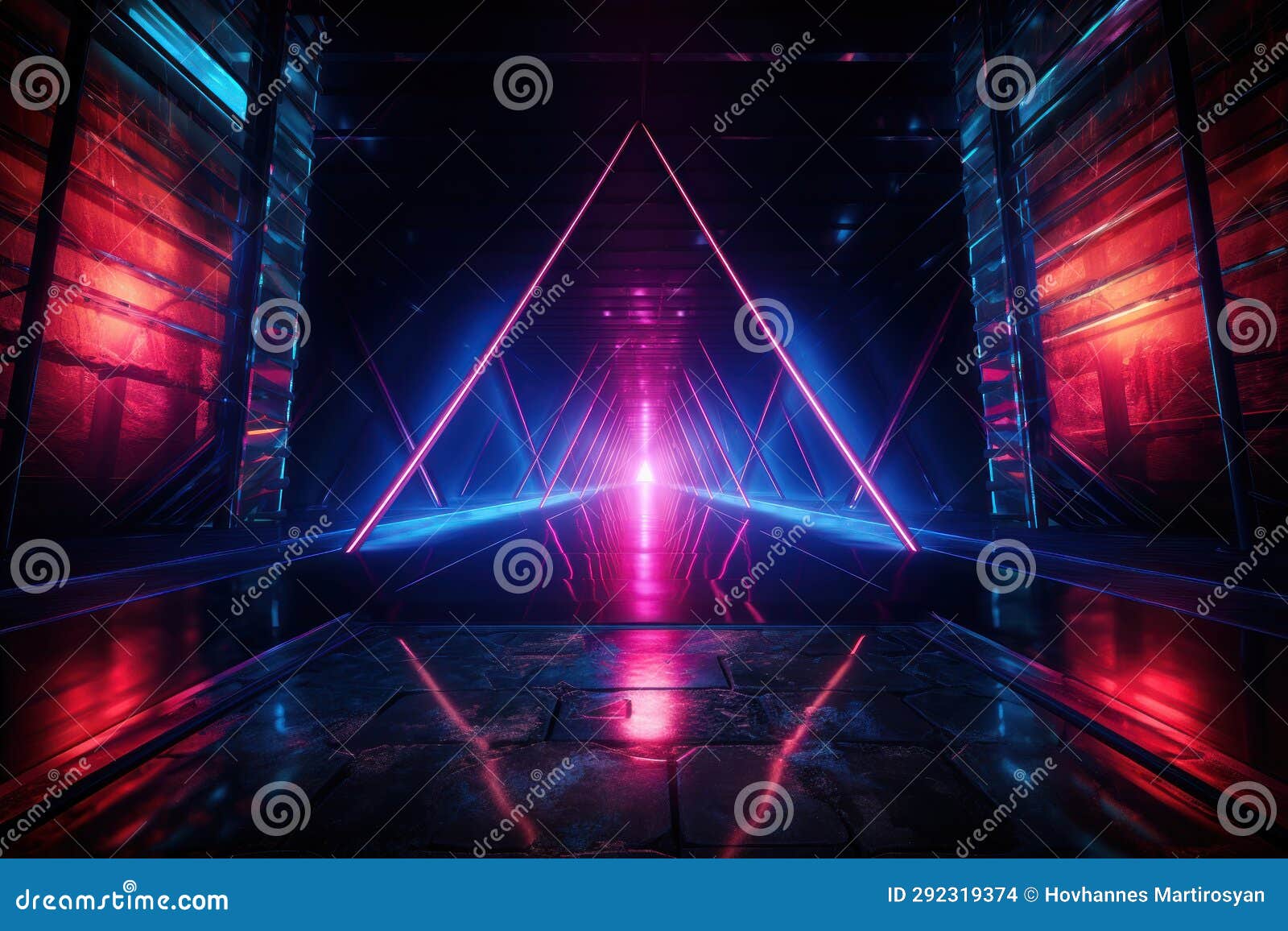Neon Triangle. Triangles Neon Lights Frame. Neon Light Geometric ...