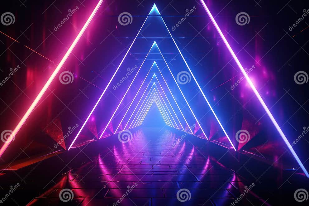 Neon Triangle. Triangles Neon Lights Frame. Neon Light Geometric ...