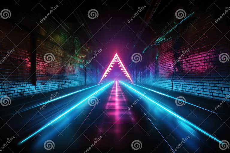 Neon Triangle. Triangles Neon Lights Frame. Neon Light Geometric ...