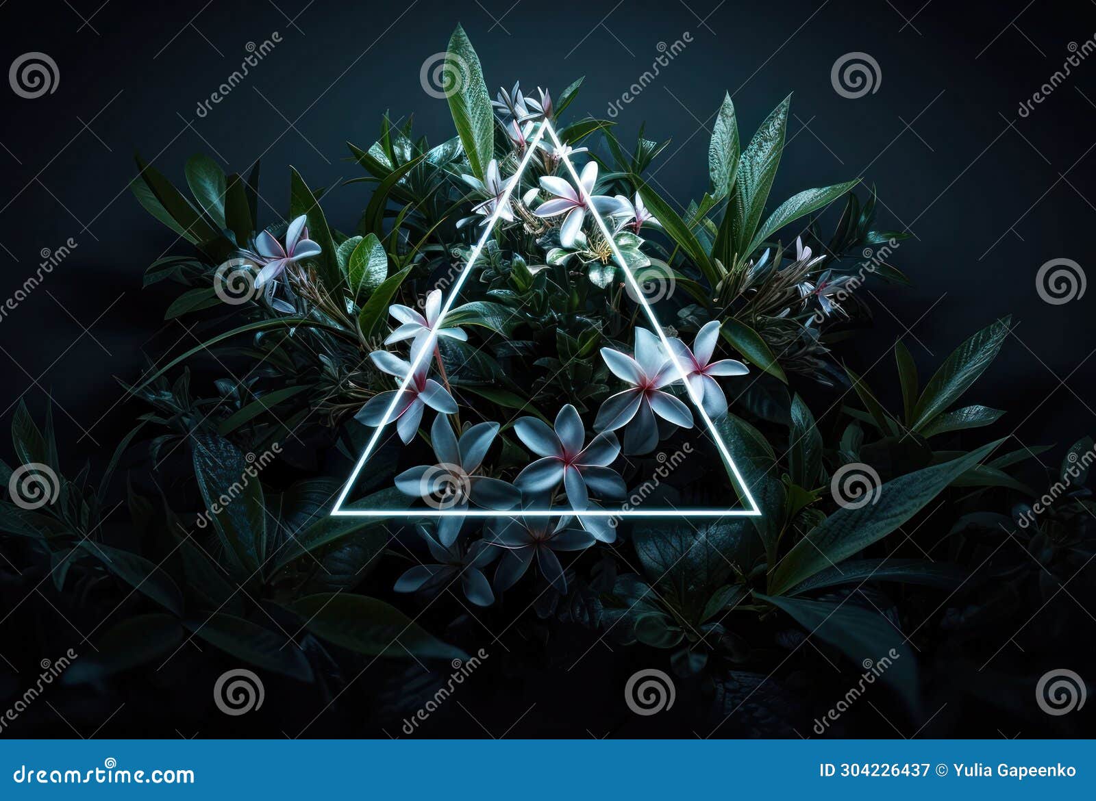 Neon Triangle with Tropical Plants, Stock Illustration - Illustration ...