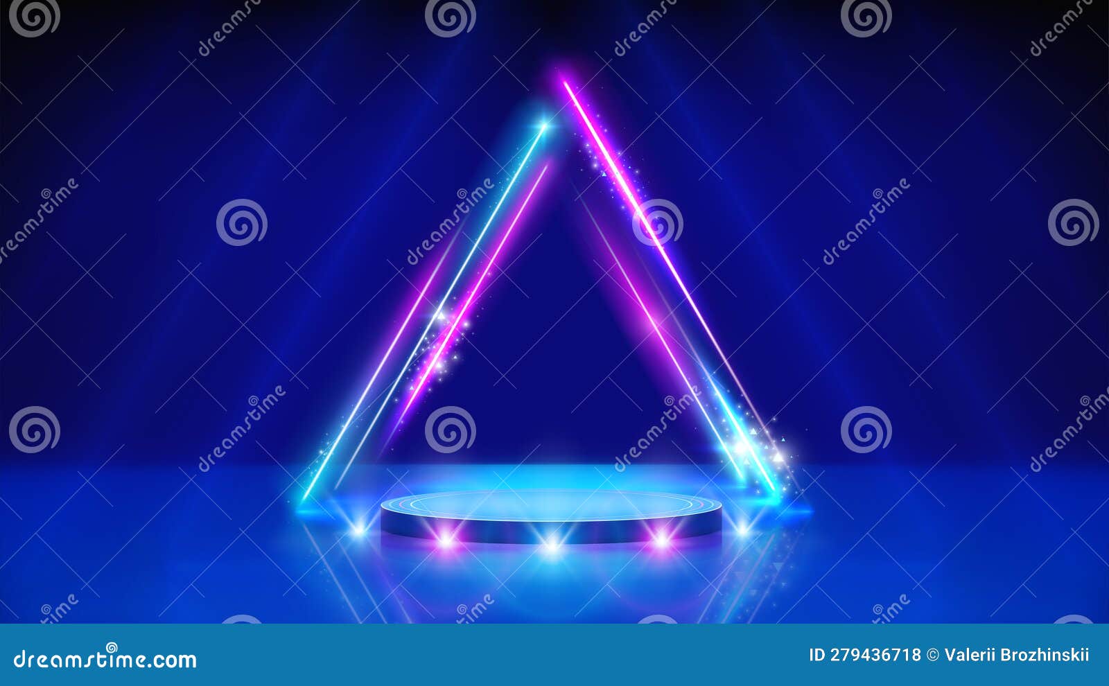 Neon Triangular Arch, Podium, Led Arcade, Stage Light. Spotlight, Lines ...