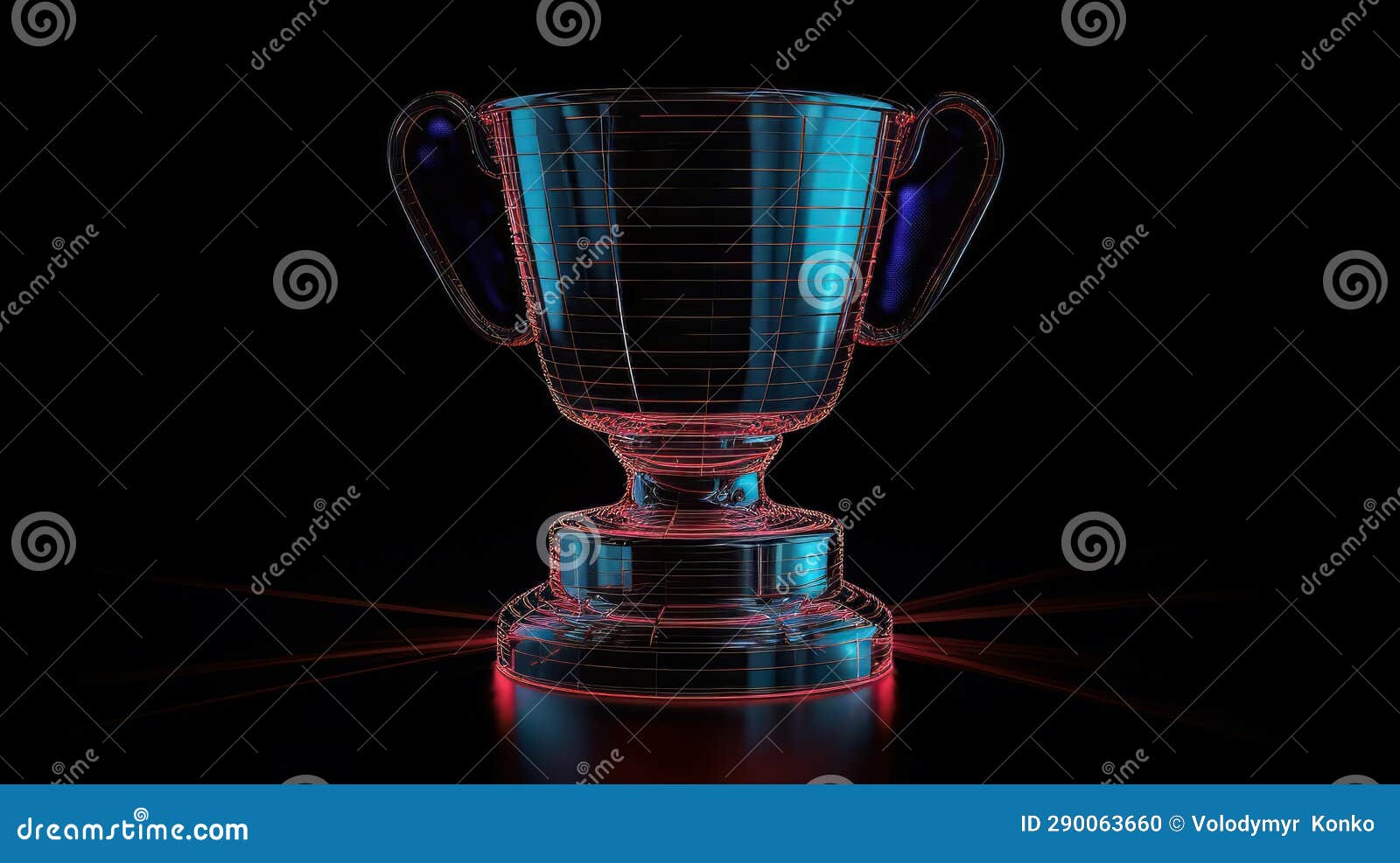 Neon Trophy Cup, Isolated on Black Ground in 8K Created with Generative ...