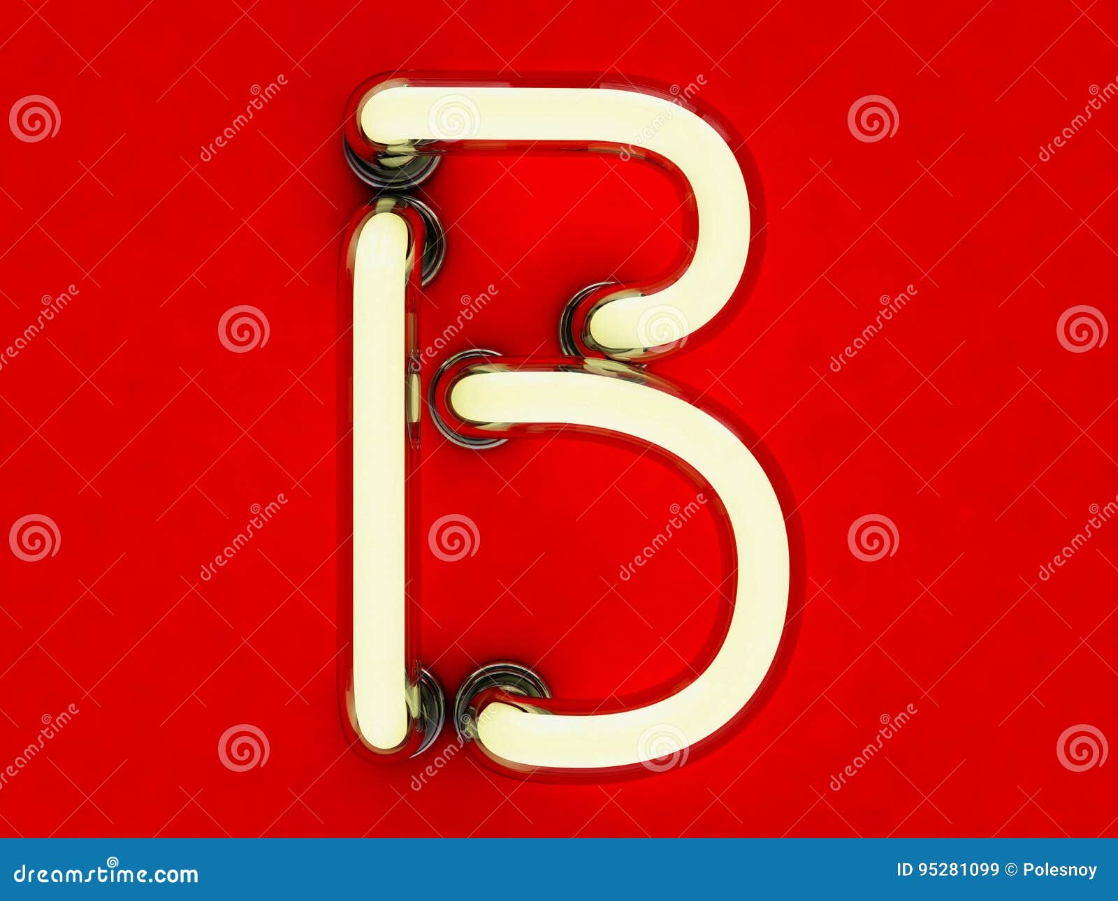 Neon Tube Letter on Red Background. Stock Illustration - Illustration ...