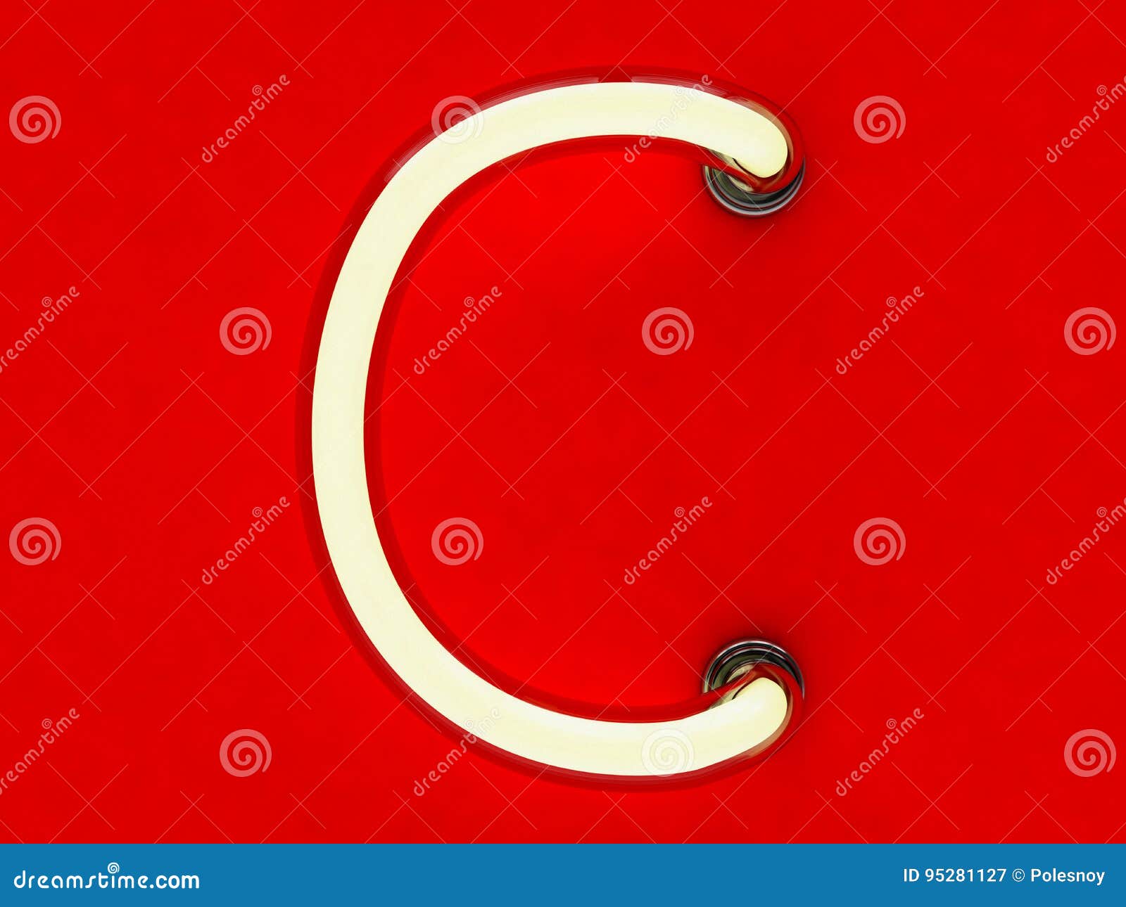 Neon Tube Letter on Red Background. Stock Illustration - Illustration ...