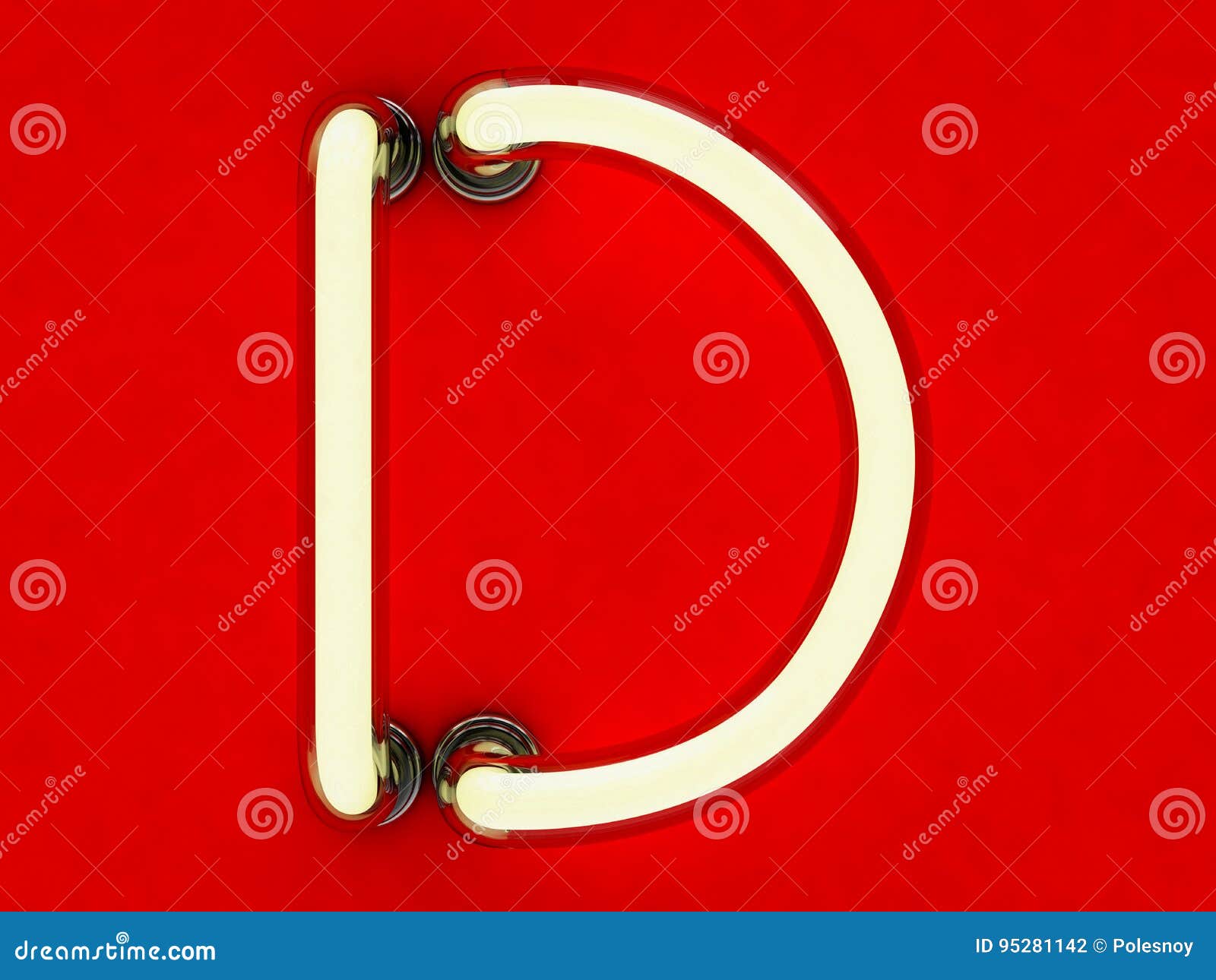 Neon Tube Letter on Red Background. Stock Illustration - Illustration ...