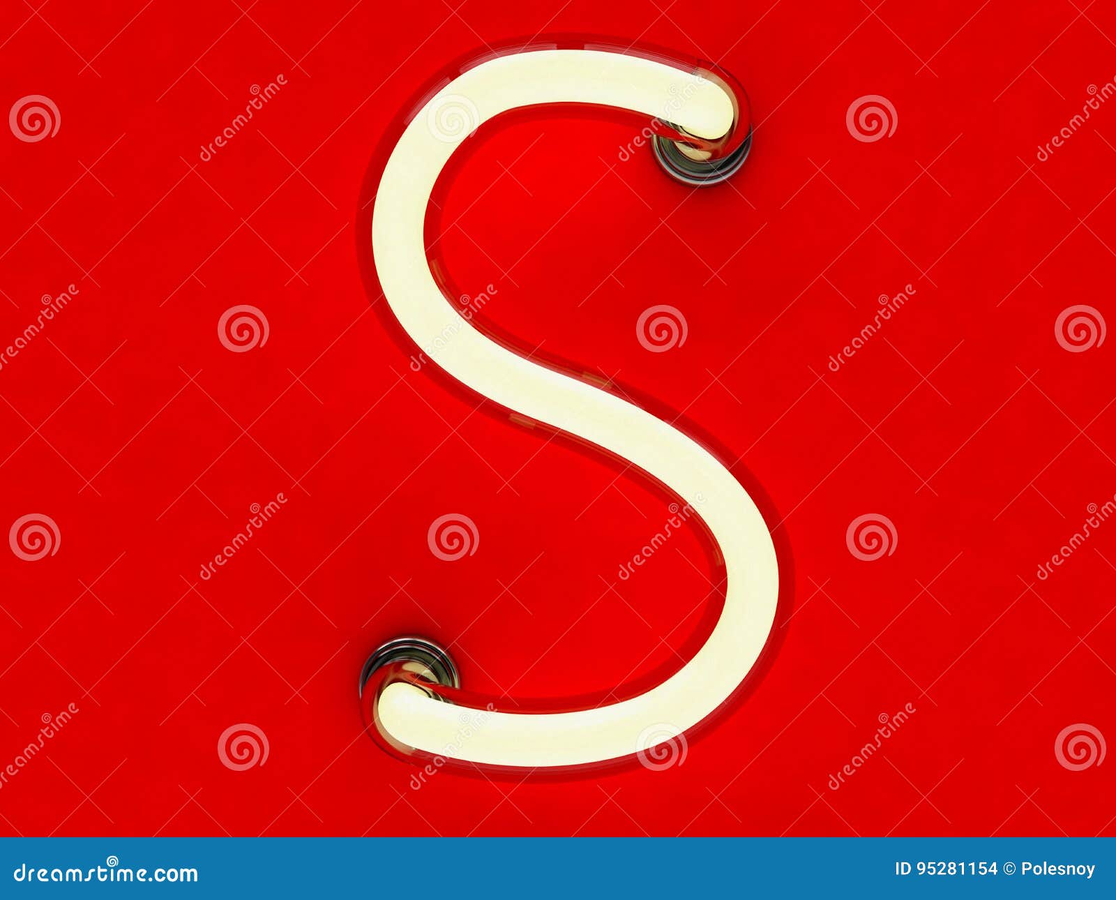 Neon Tube Letter on Red Background. Stock Illustration - Illustration ...