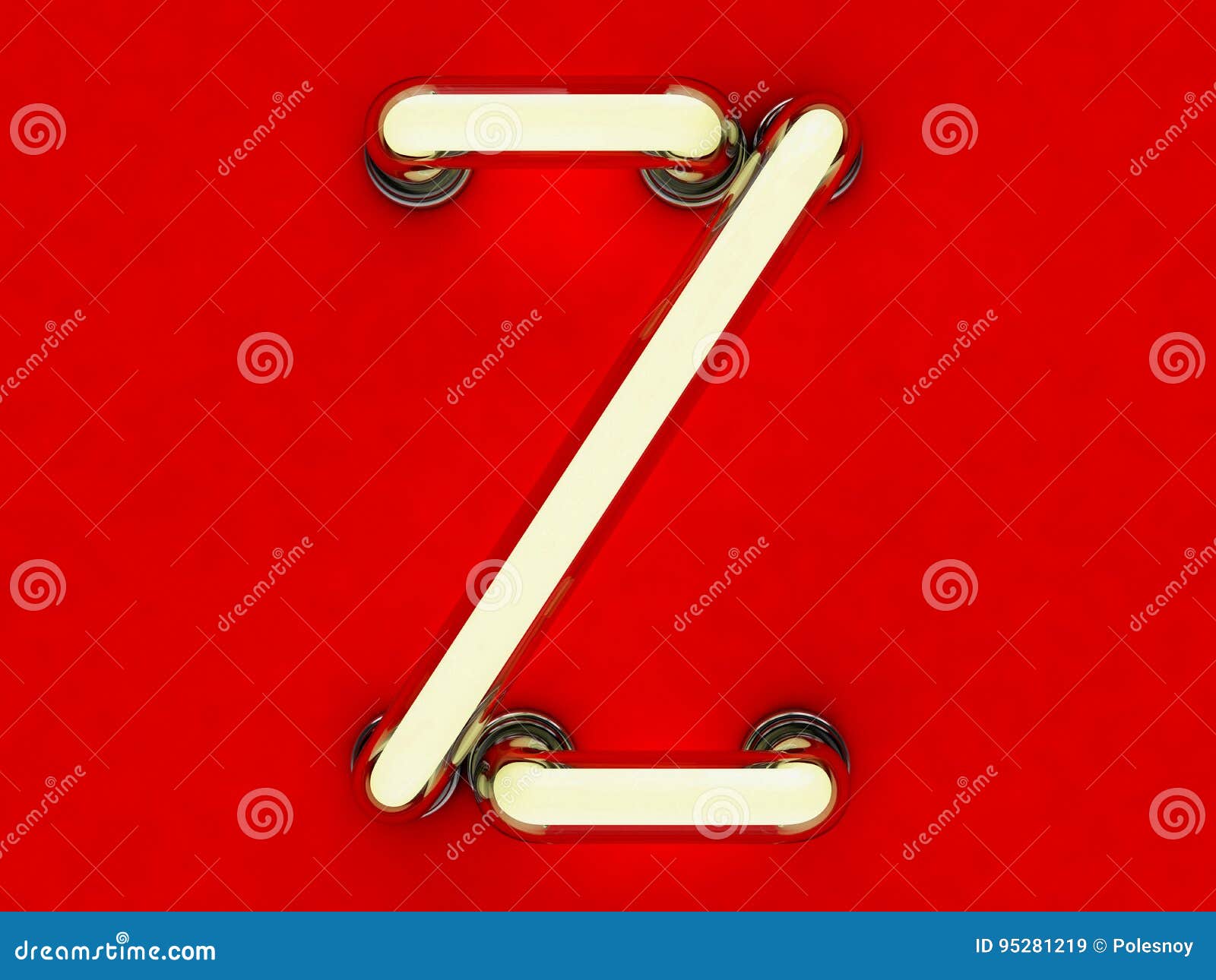 Neon Tube Letter on Red Background. Stock Illustration - Illustration ...