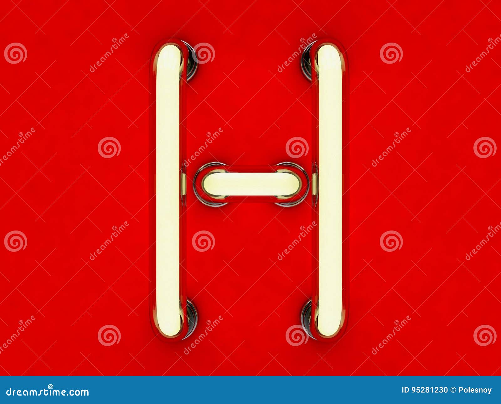 Neon Tube Letter on Red Background. Stock Illustration - Illustration ...