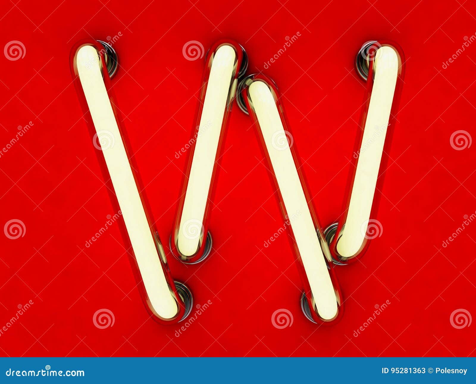 Neon Tube Letter on Red Background. Stock Illustration - Illustration ...