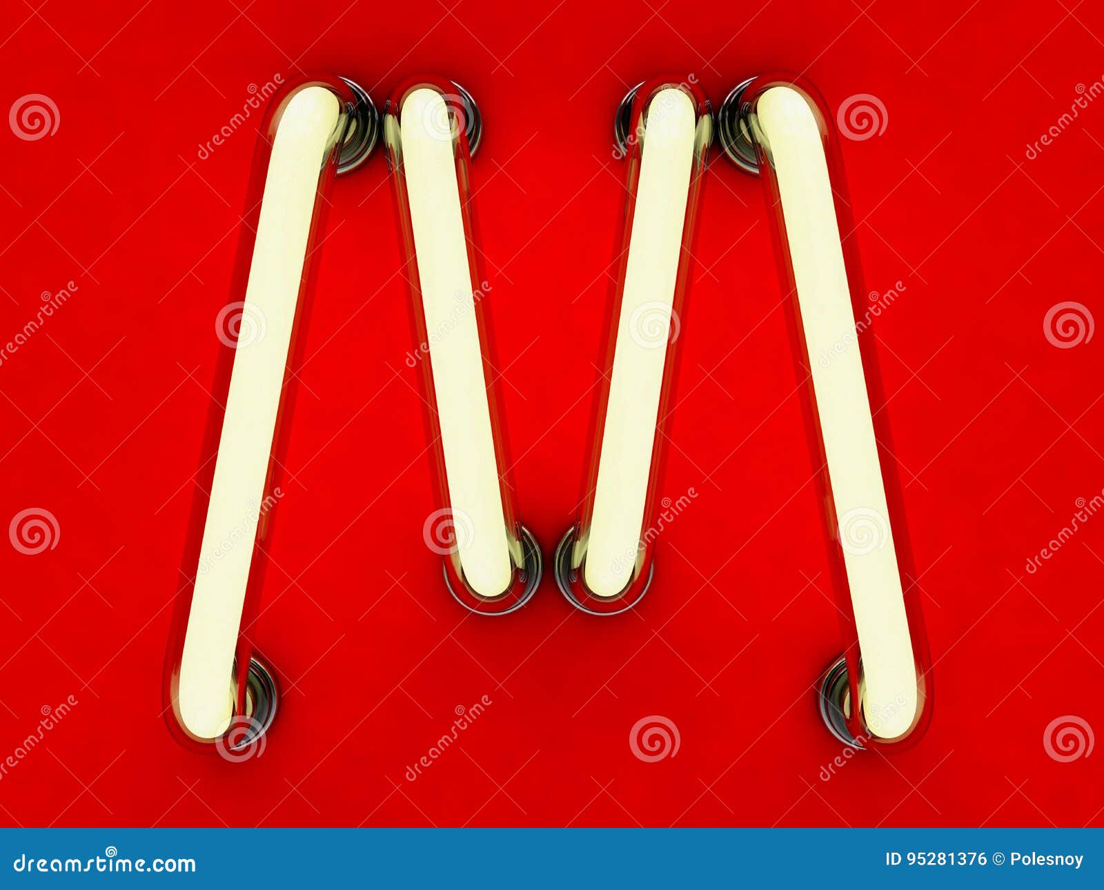 Neon Tube Letter on Red Background. Stock Illustration - Illustration ...