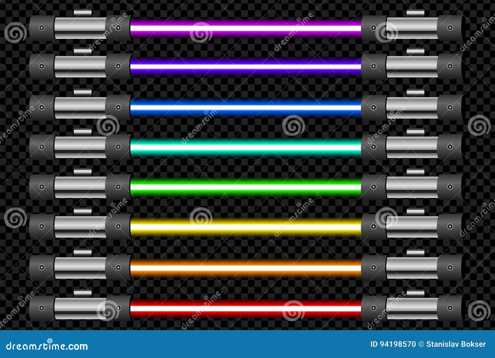 Neon Tube Light Pack Isolated on Transparent Background Stock Vector ...