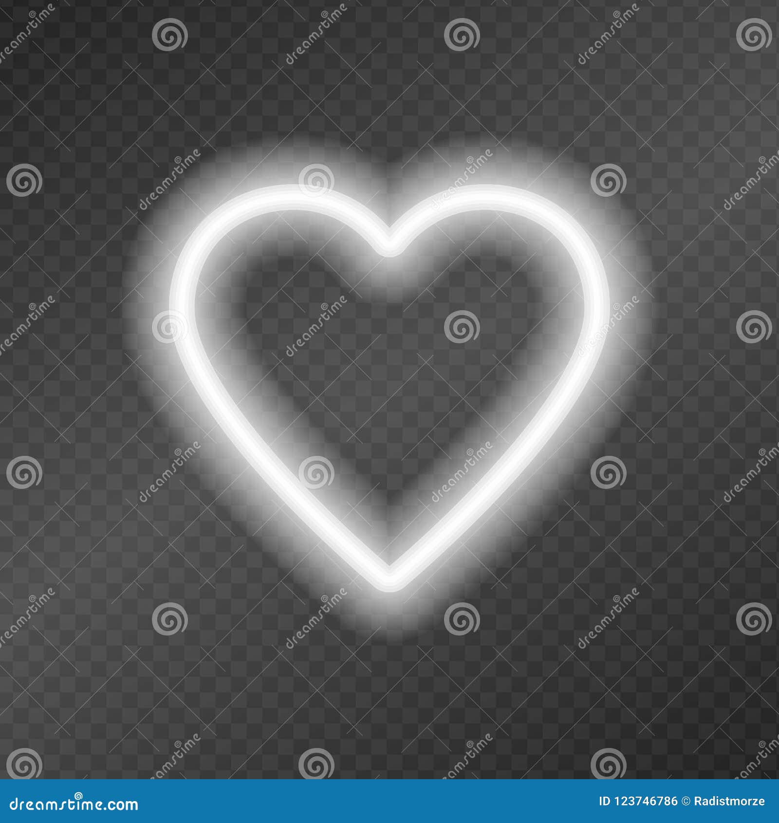 Neon Tubes in the Shape of a Heart Isolated on a Dark Transparency Grid ...