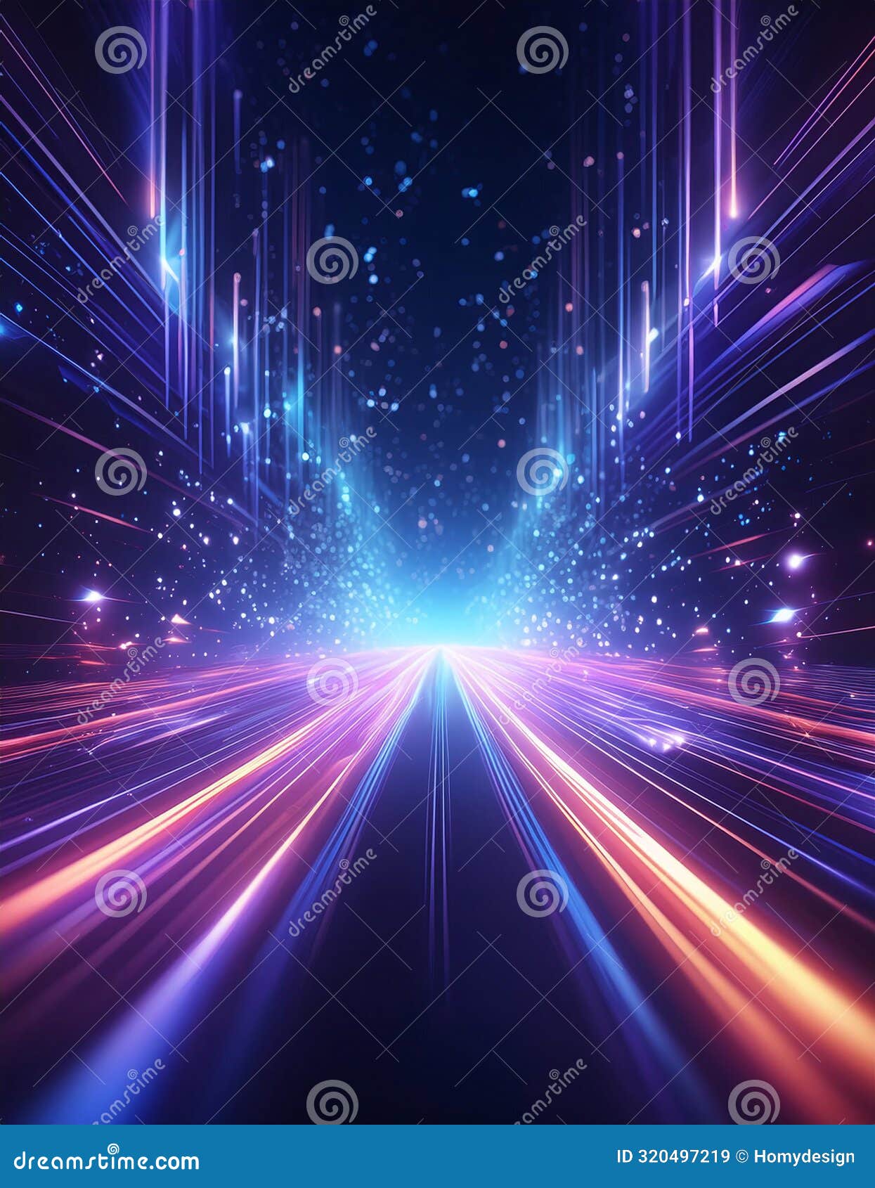 Neon Tunnel of Light Speed Streaks Stock Illustration - Illustration of ...