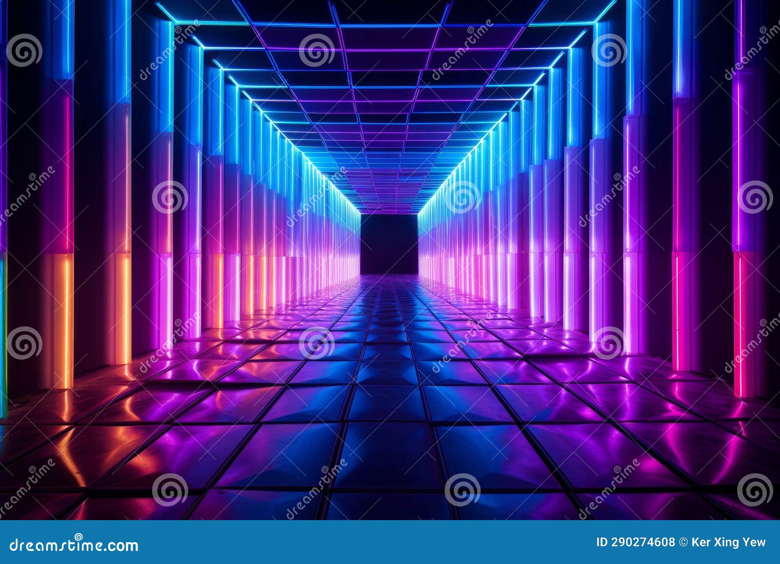 Neon Tunnel to the Unknown stock illustration. Illustration of electric ...