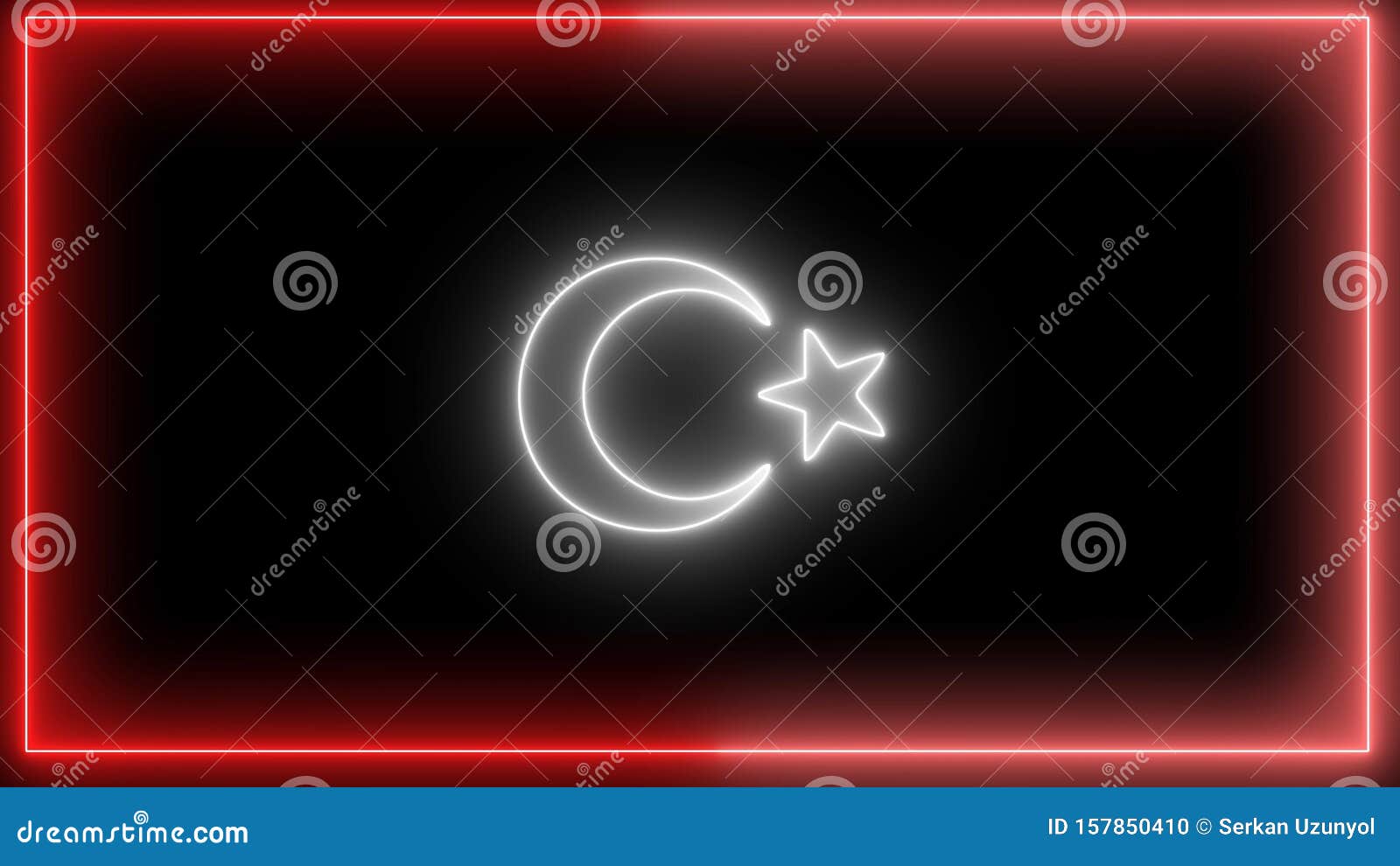 Neon Turkey Flag, Red and White Colored Neon, Led Light of Turkish Flag ...