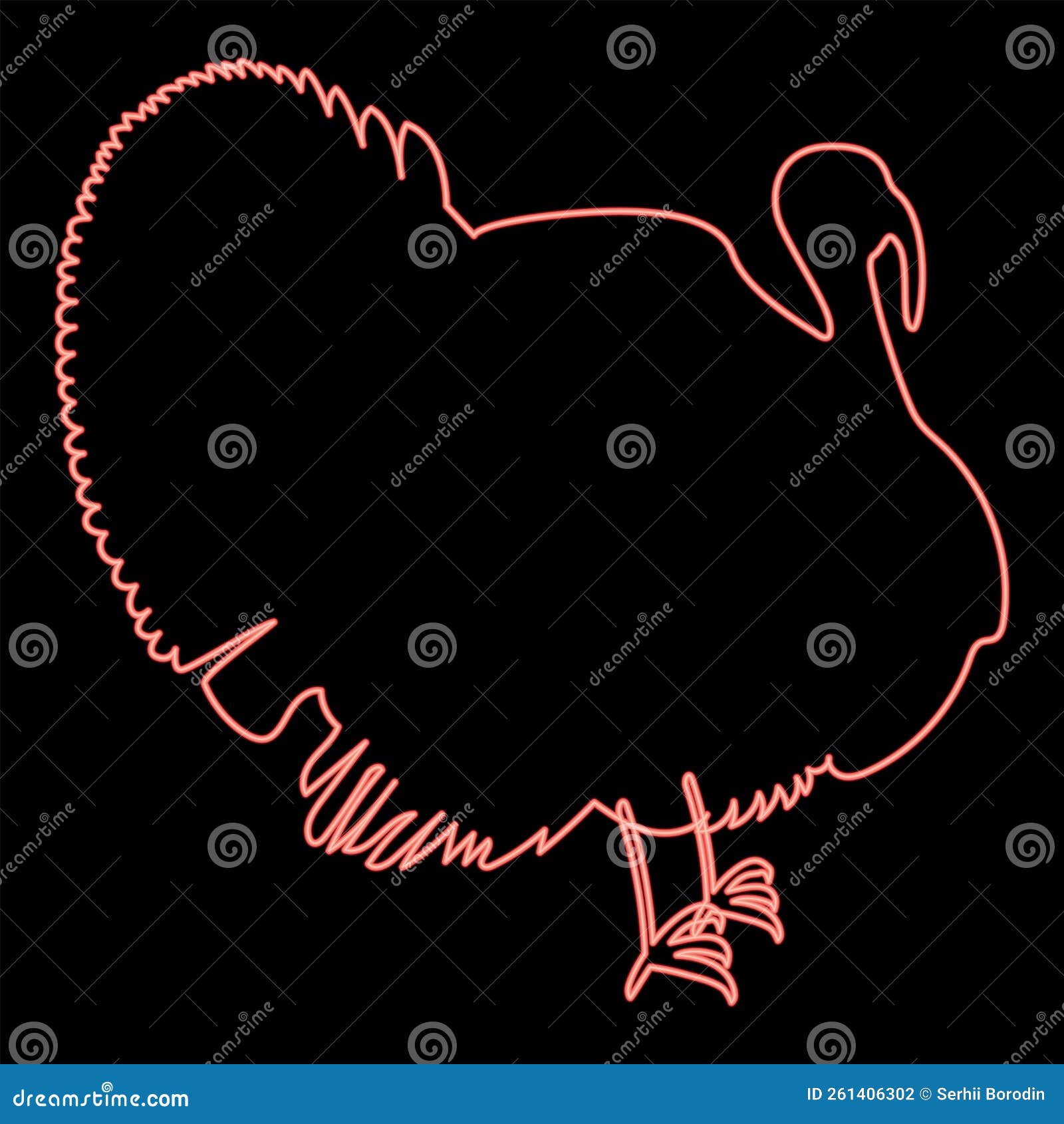 Neon Turkey Red Color Vector Illustration Image Flat Style Stock Vector ...