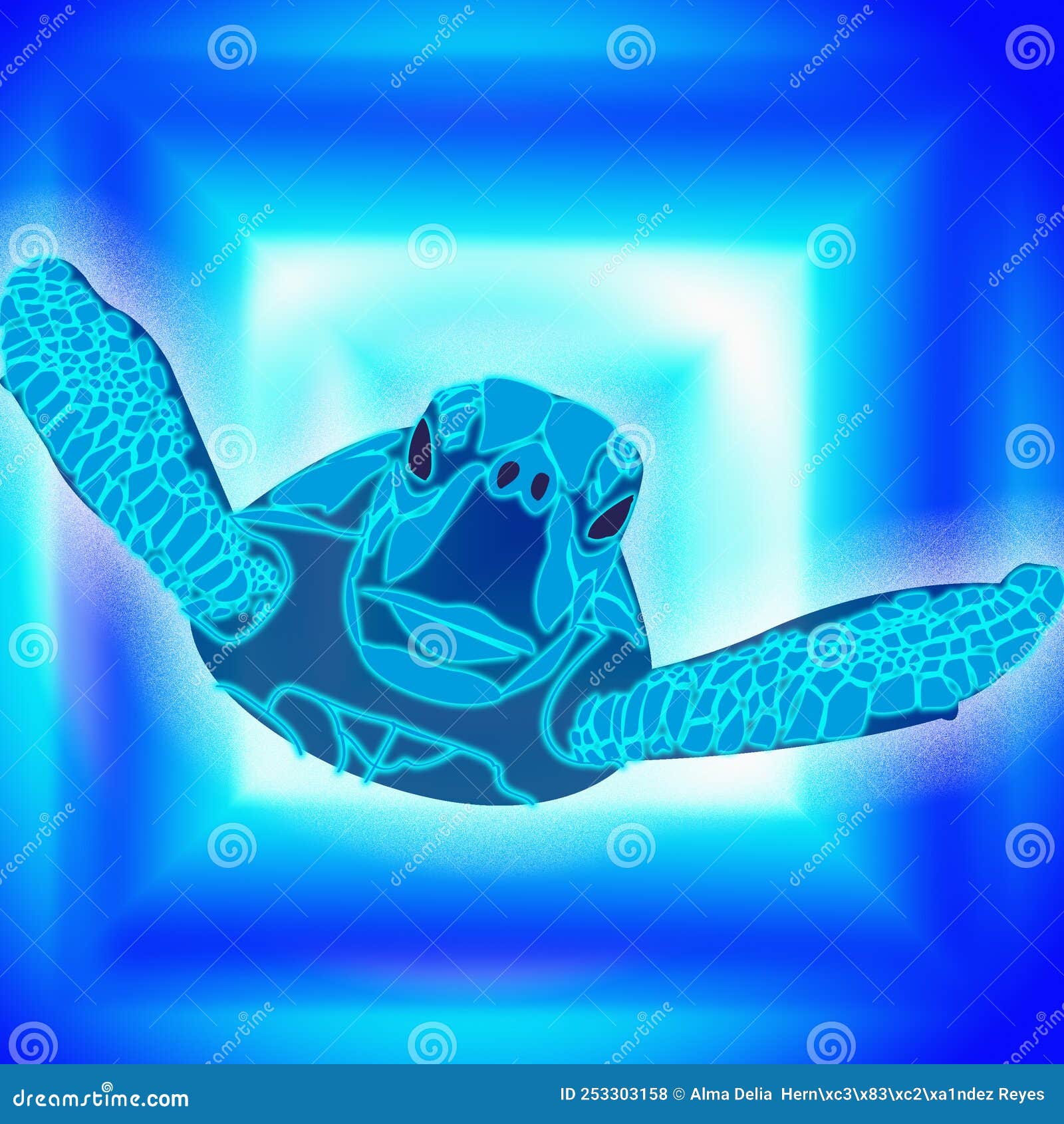 NEON TURTLE stock illustration. Illustration of pattern - 253303158