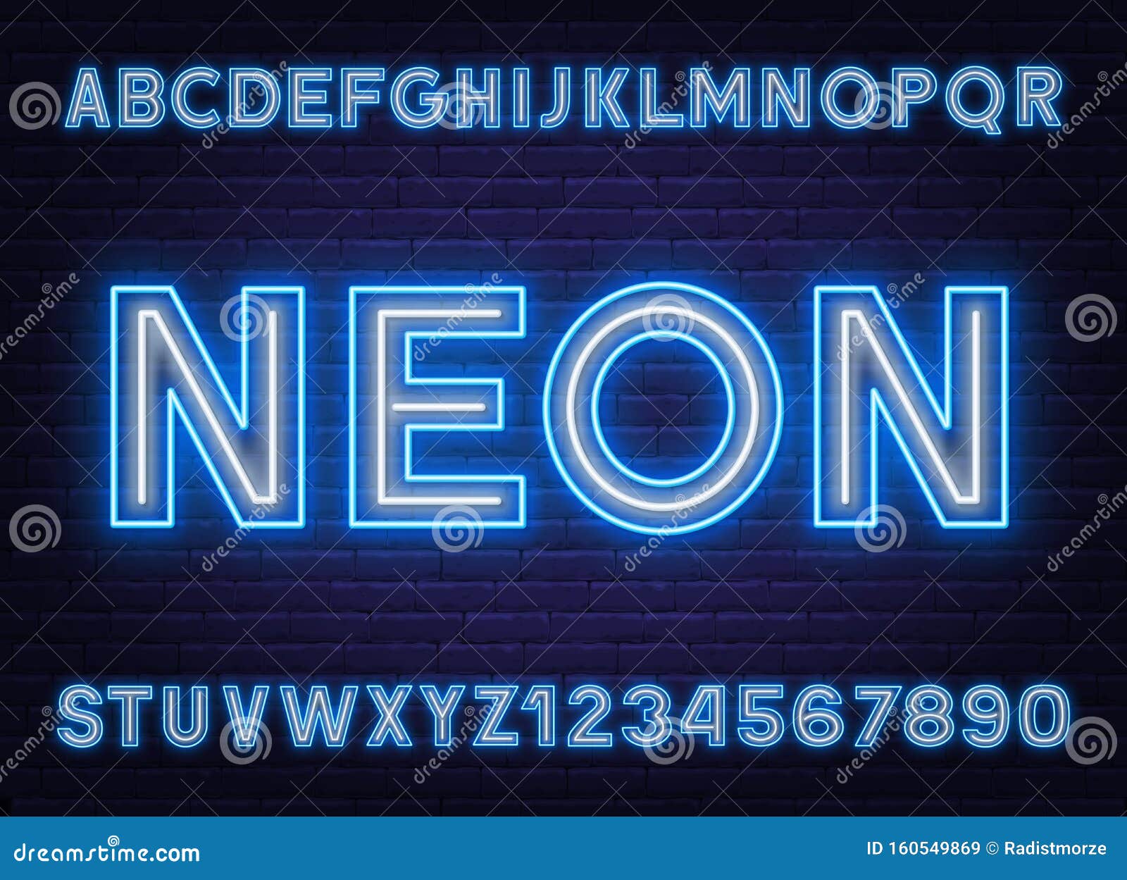 Neon Two Tone Font Blue White. Stock Vector - Illustration of ...