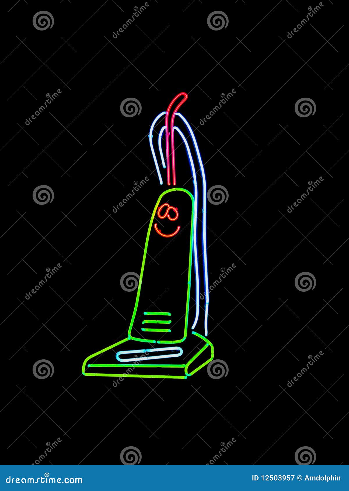 Neon Vacuum Cleaner Sign stock image. Image of outdoors - 12503957