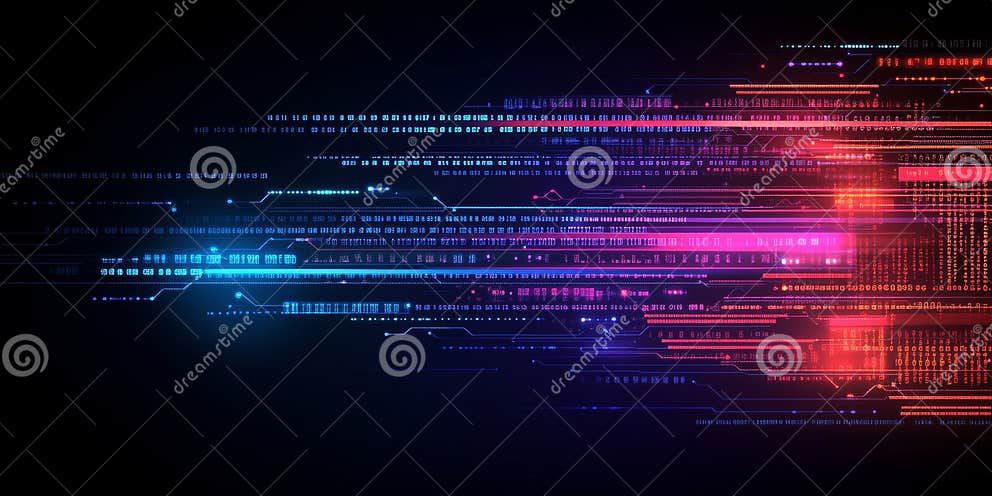 Neon Vector Art of Layered Computer Code, Geometric Shapes Forming the ...