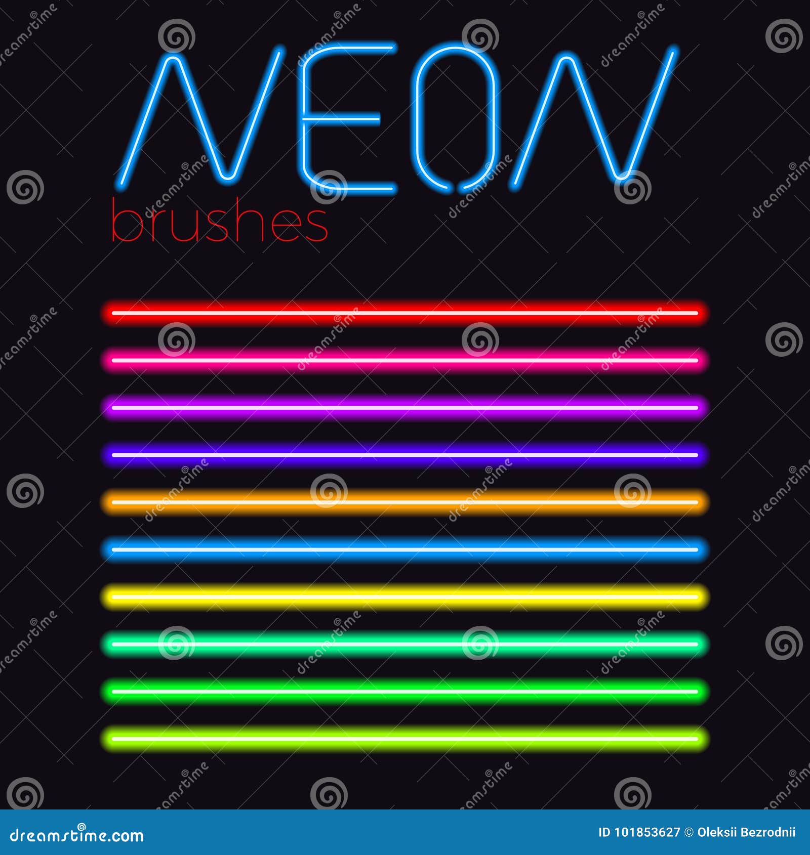 Neon vector brush set stock vector. Illustration of design - 101853627