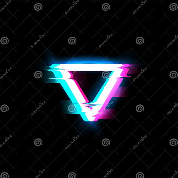 Neon Vector Image with a Glitch Stencil: Triangle-shaped Frame Design ...