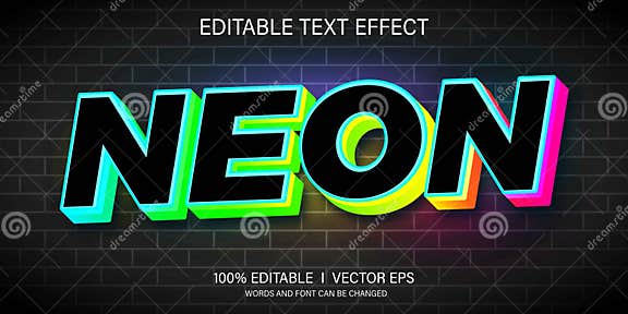 Neon Vector Text Effect with Modern Style Design Stock Illustration - Illustration of letter ...