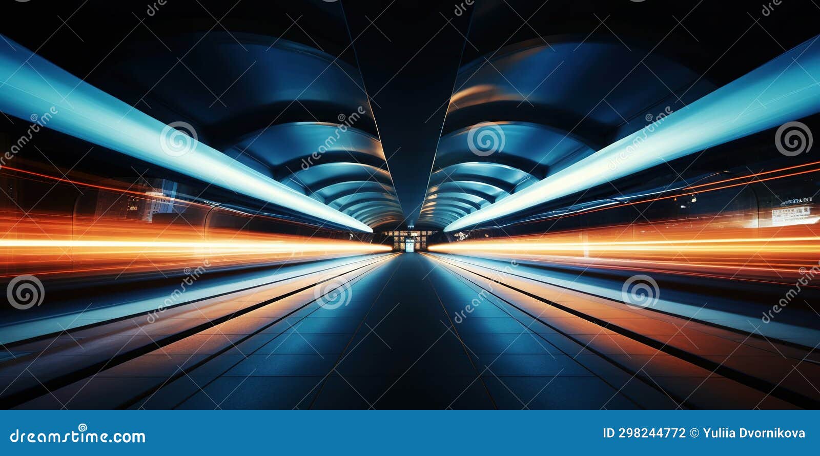 Neon Velocity: Urban Pulse of the Night. Speed Light Trails Stock Photo ...