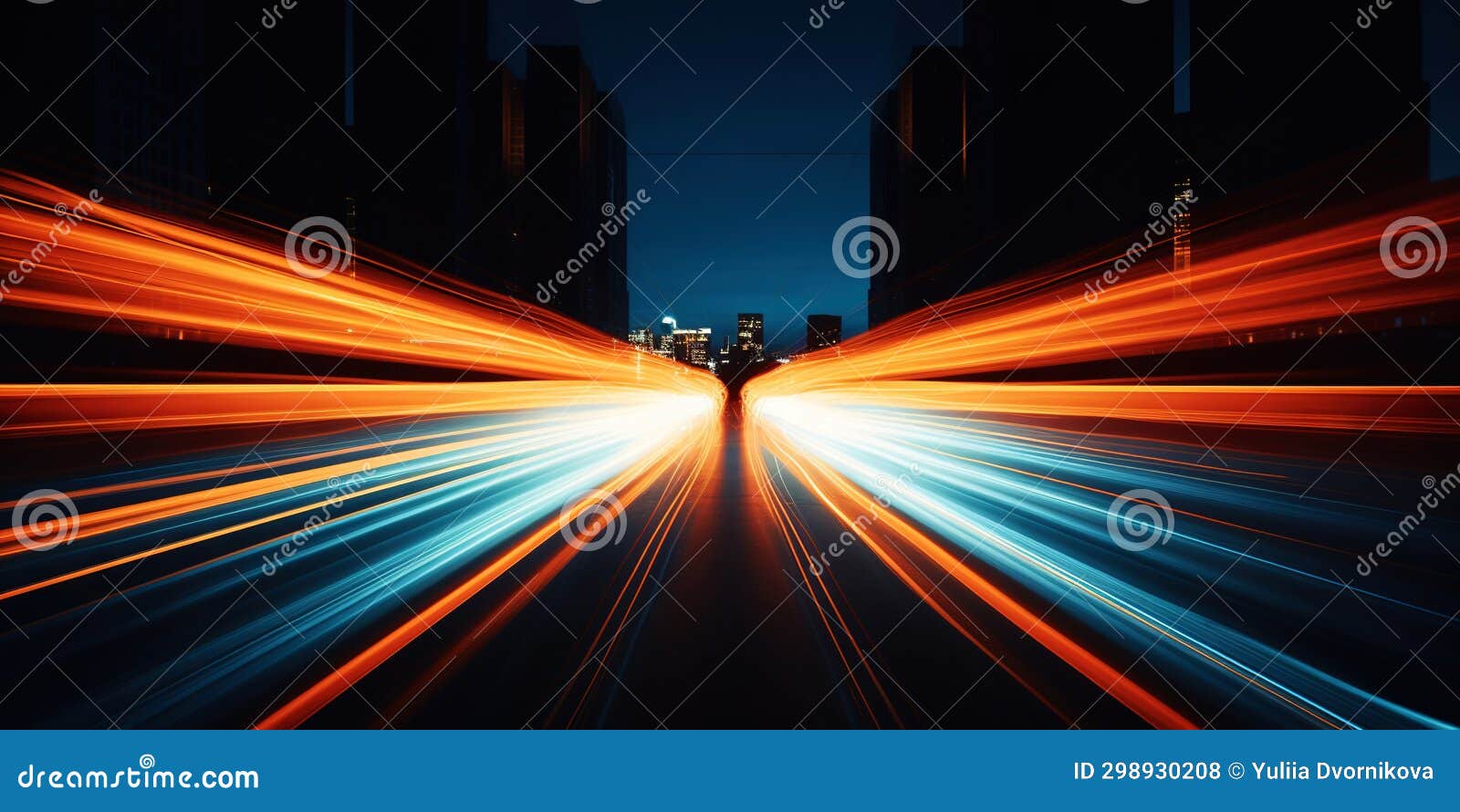 Neon Velocity: Urban Pulse of the Night. Speed Light Trails Stock Photo ...