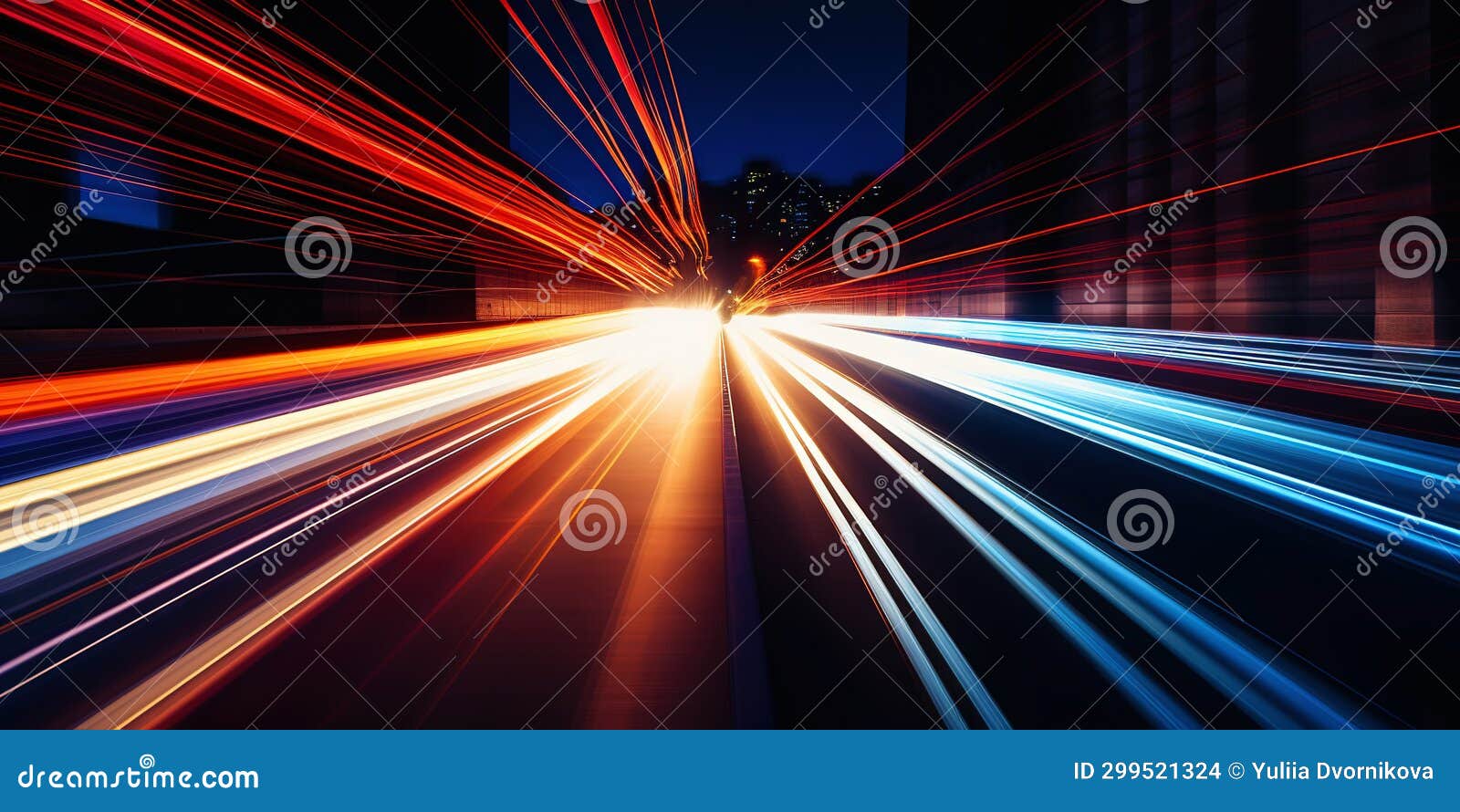 Neon Velocity: Urban Pulse of the Night. Speed Light Trails Stock Photo ...