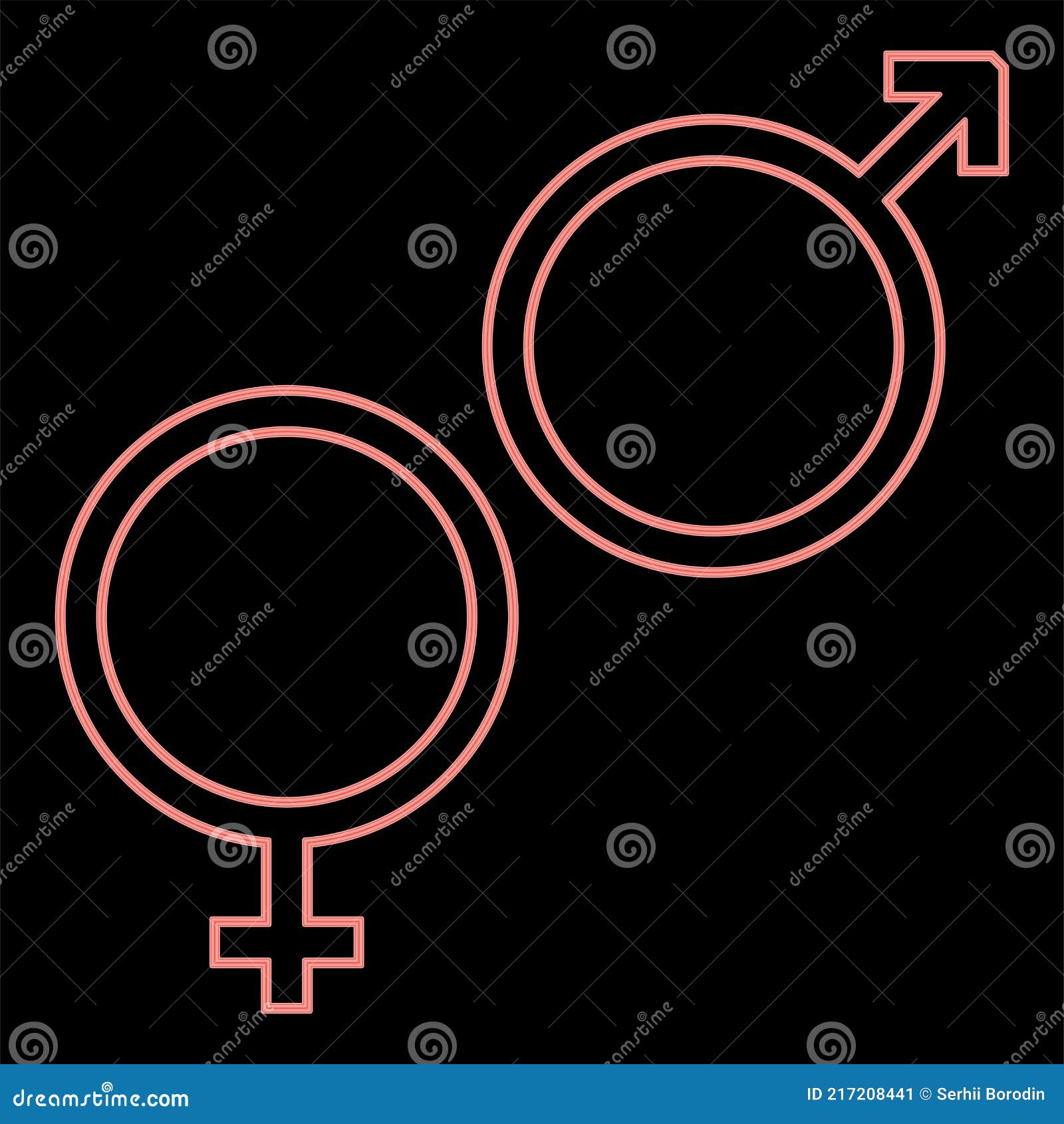 Neon Venus and Mars Symbol the Red Color Vector Illustration Flat Style ...