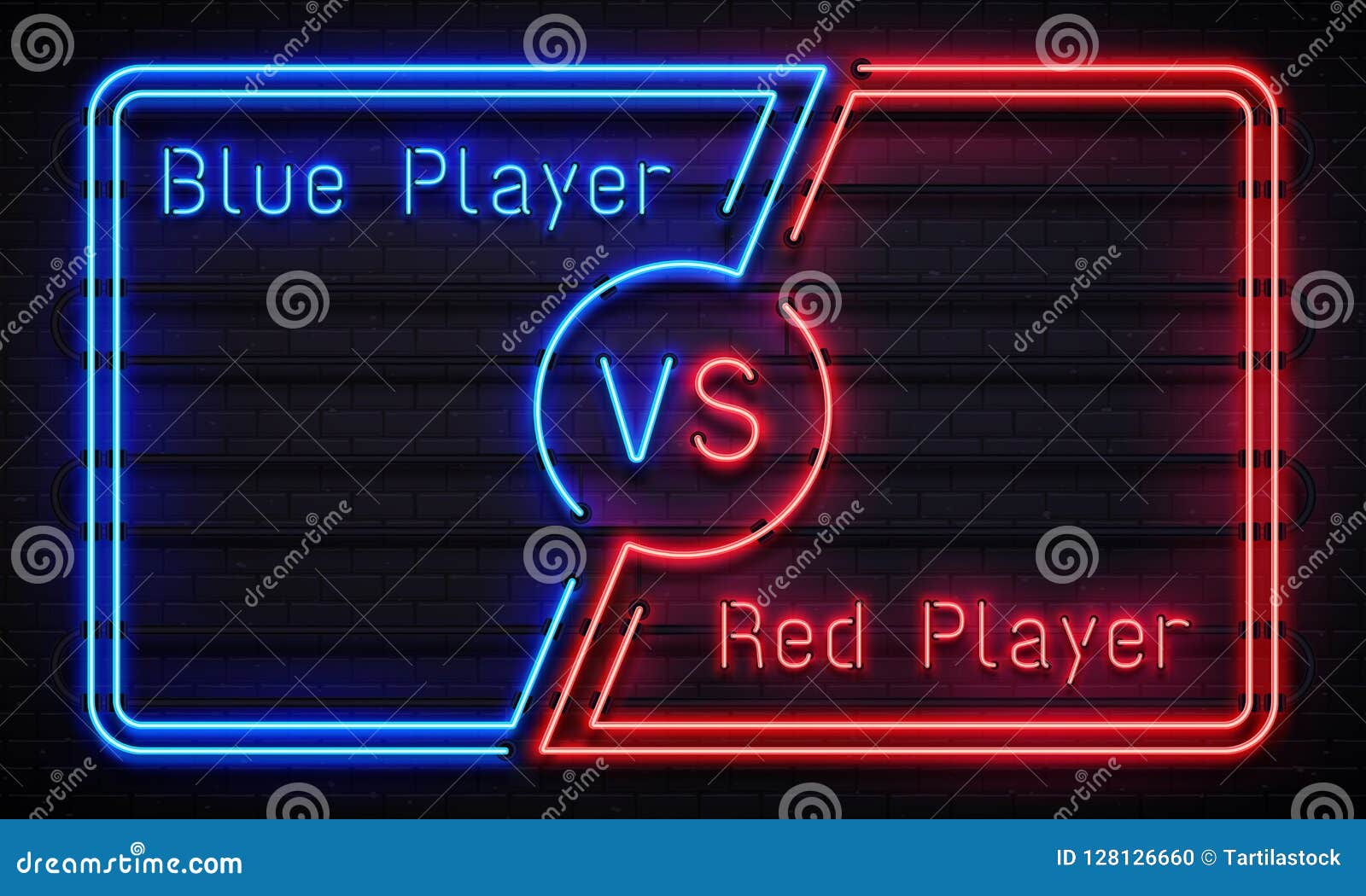 Neon Versus Banner. Game Battle Glowing Frame, Boxing Match Screen ...