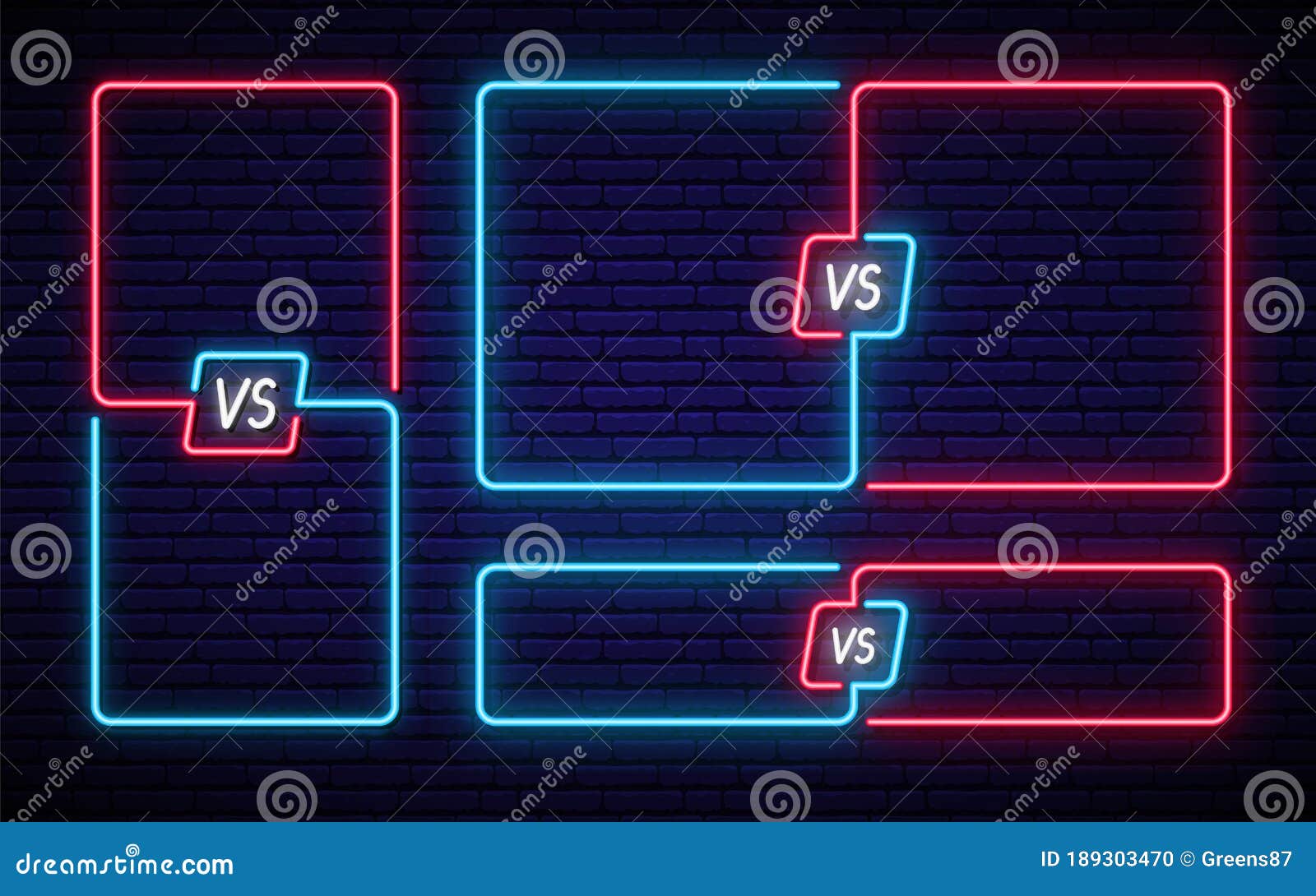 Neon Versus set. stock vector. Illustration of confrontation - 189303470