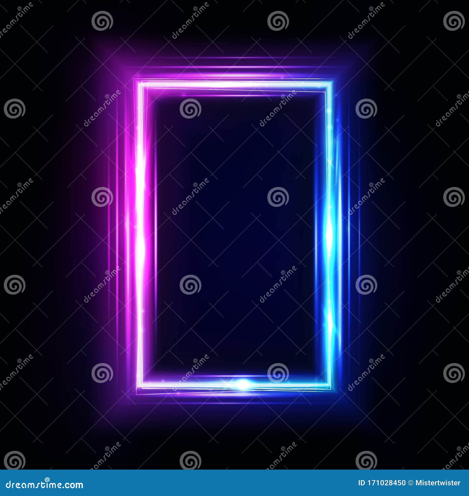Neon Vertical Lines, Frame. Neon Lights Sign. Vector Abstract ...