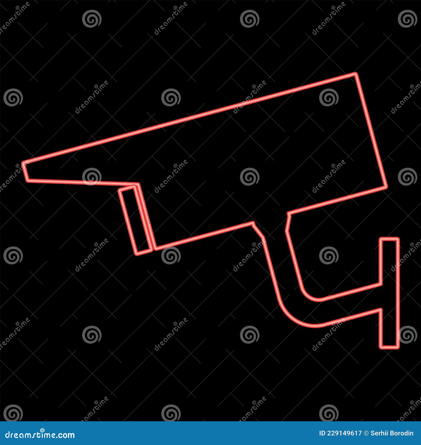 Neon Video Surveillance Red Color Vector Illustration Flat Style Image ...