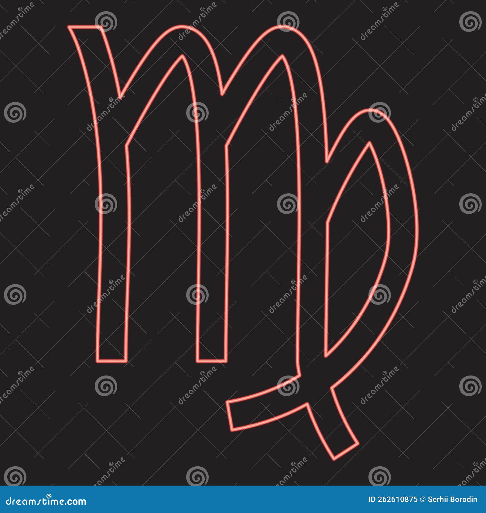 Neon Virgin Symbol Zodiac Red Color Vector Illustration Image Flat ...