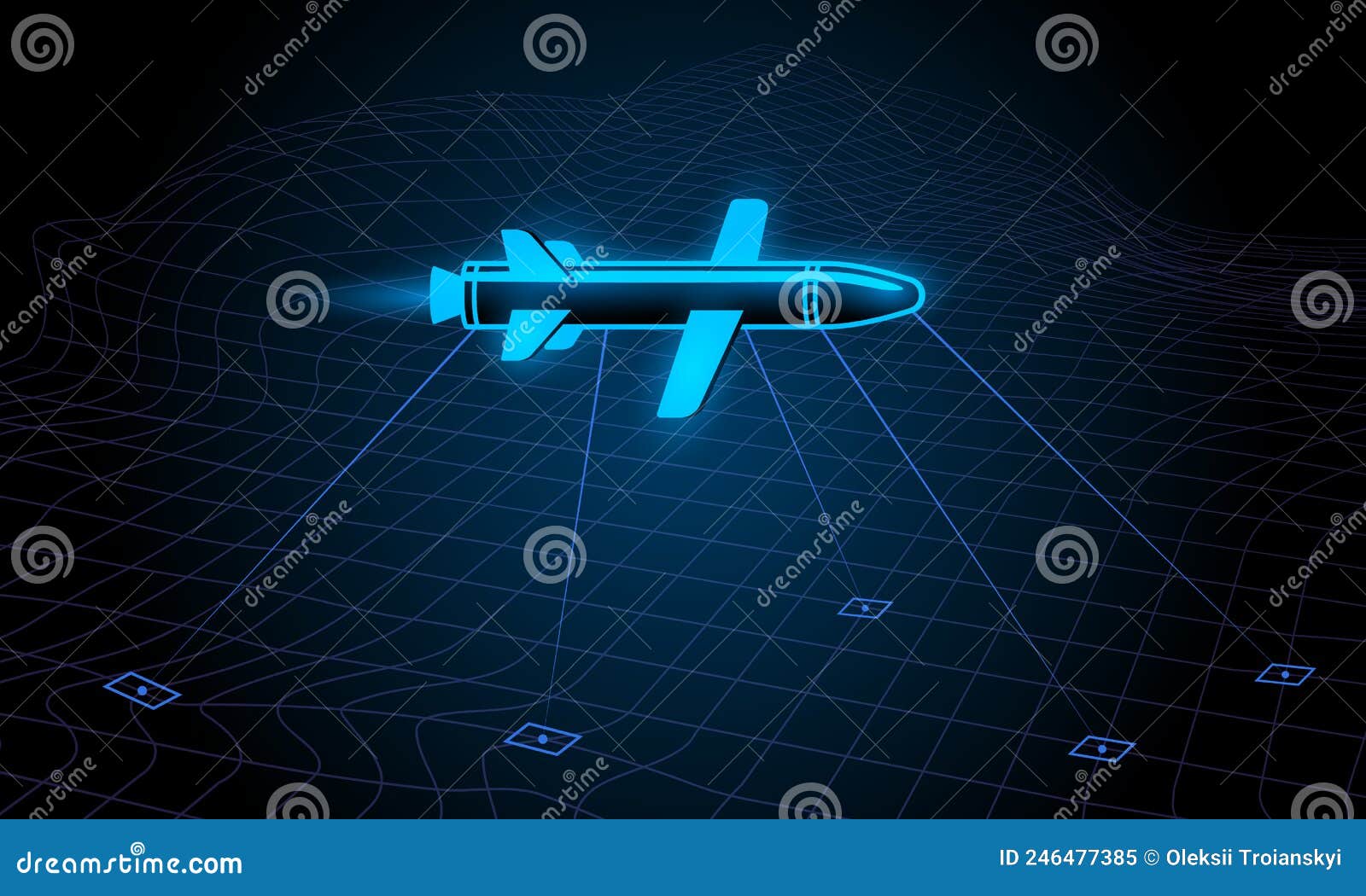 Neon Virtual Projection With A Flying Cruise Missile That Scans The ...