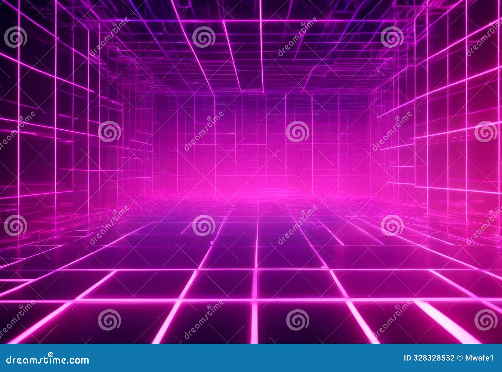 Neon Virtual Reality Grid Blue 3d Render Mesh Abstract Ultraviolet Pink ...