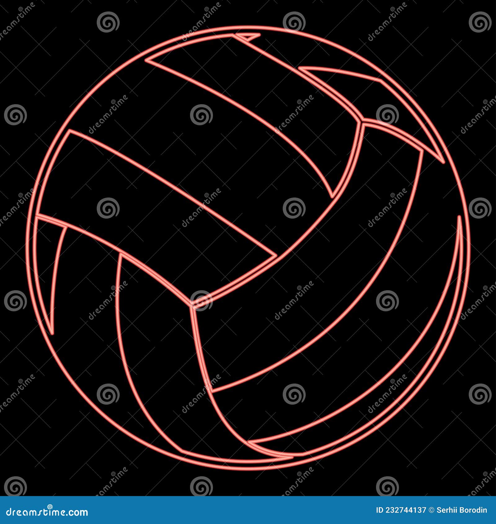 Neon Volleyball Ball Red Color Vector Illustration Flat Style Image ...