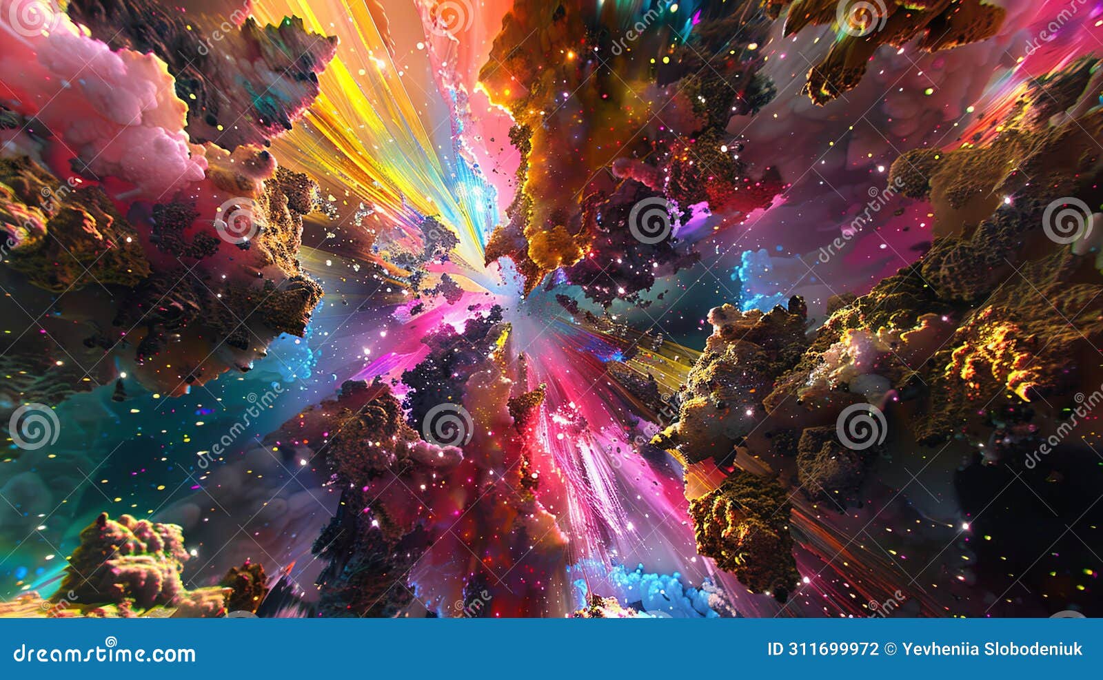 Neon Vortex: Fractal Color Explosion Stock Illustration - Illustration ...