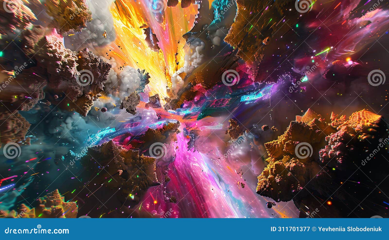 Neon Vortex: Fractal Color Explosion Stock Illustration - Illustration ...