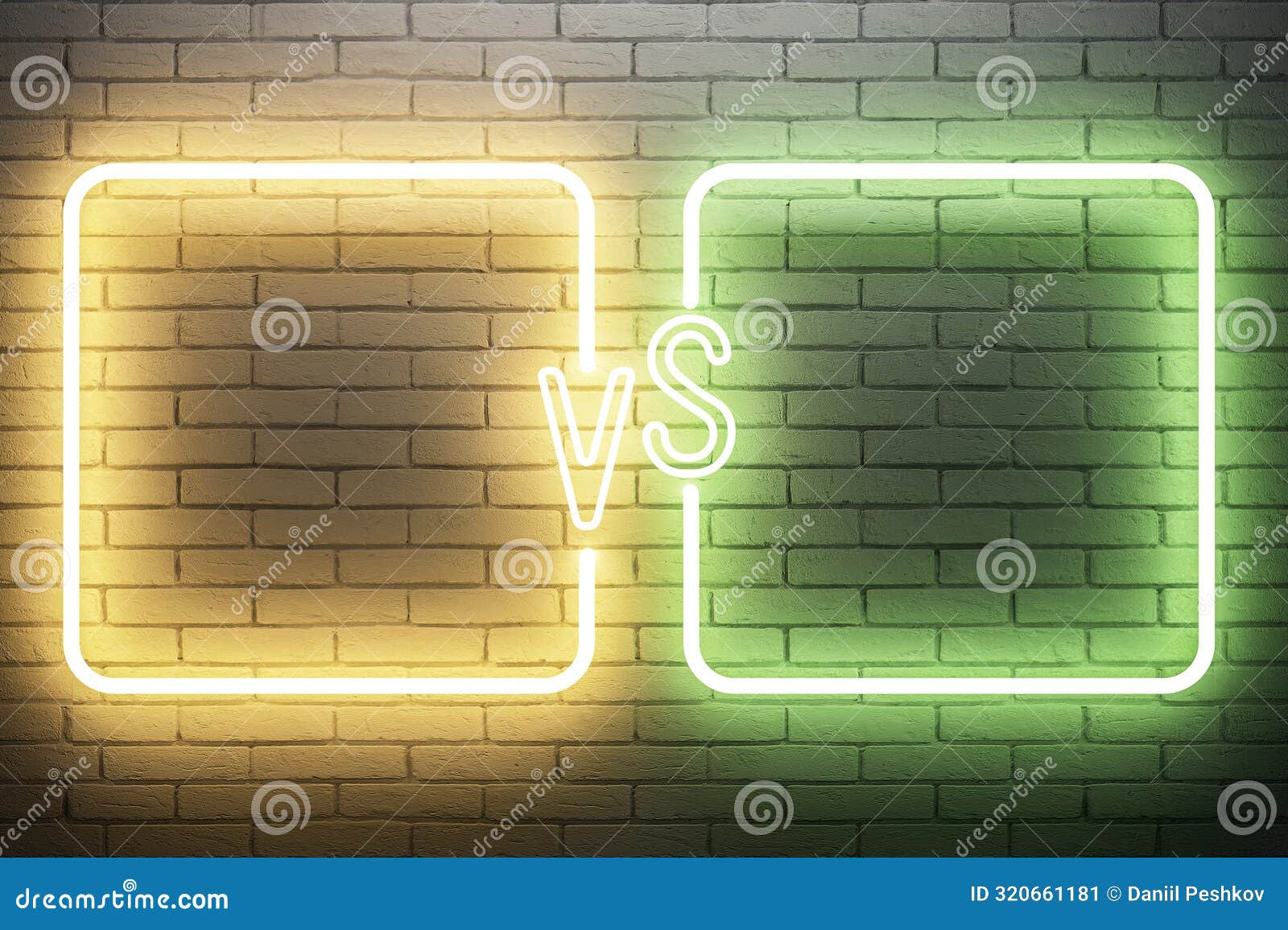 Neon VS Symbol in Yellow and Green on a Brick Wall Background, Concept ...