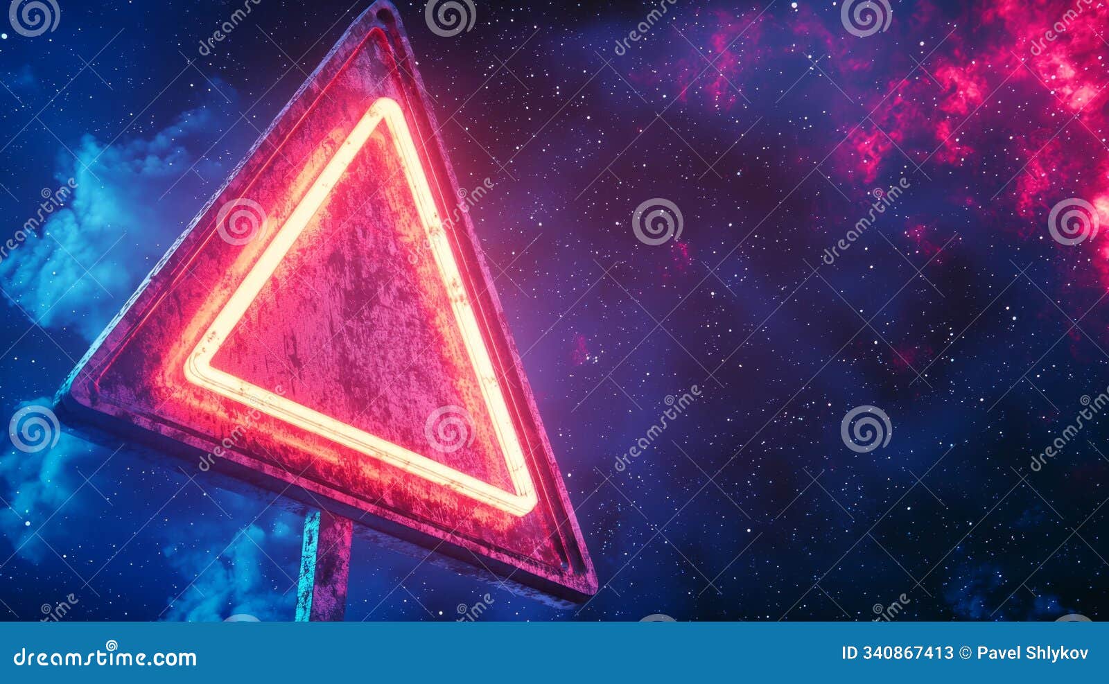 Neon Warning Sign on Milky Way Stars on Sky Stock Image - Image of ...